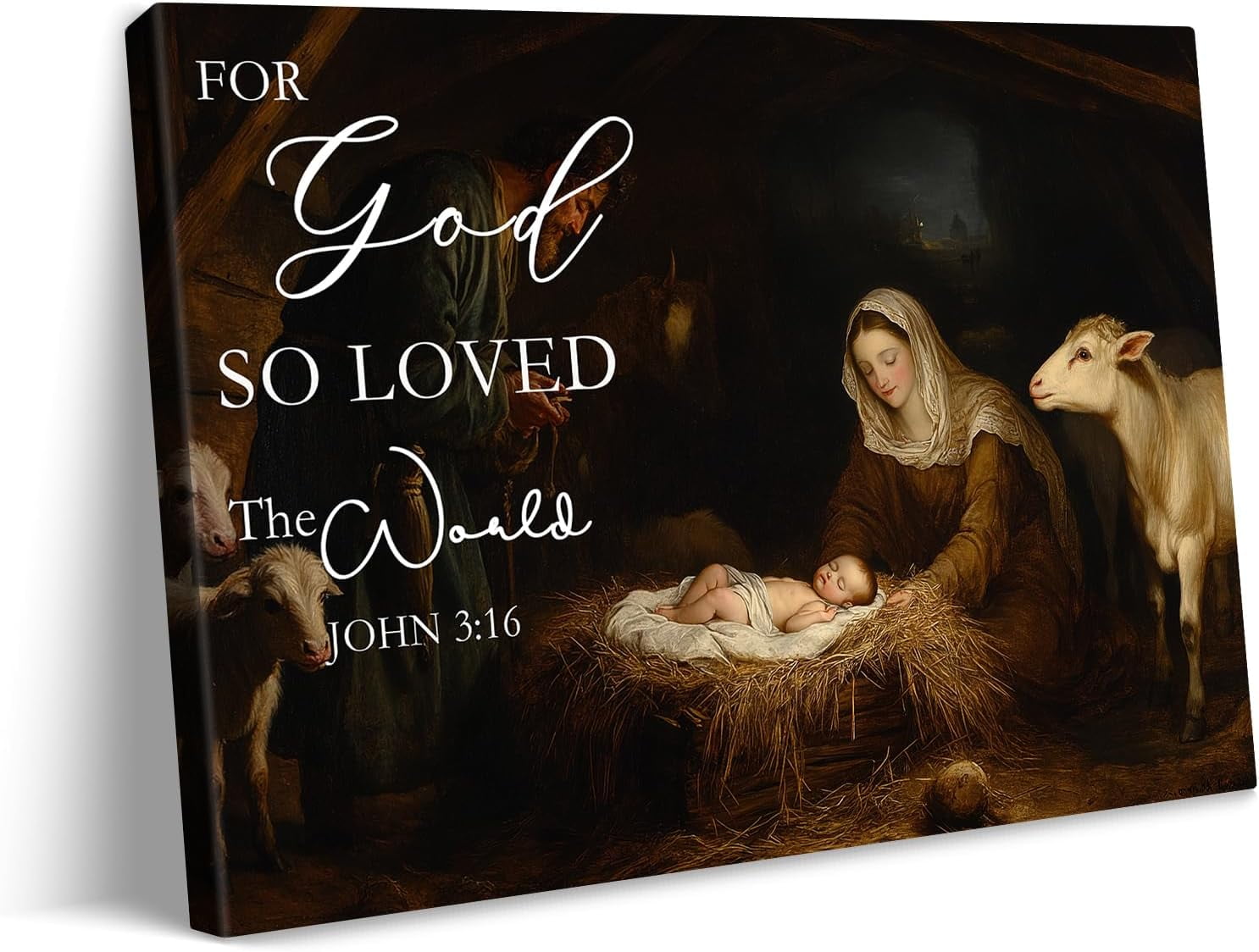 AEFER Vintage Nativity Canvas Wall Art Baby Jesus Virgin Mary Painting ...