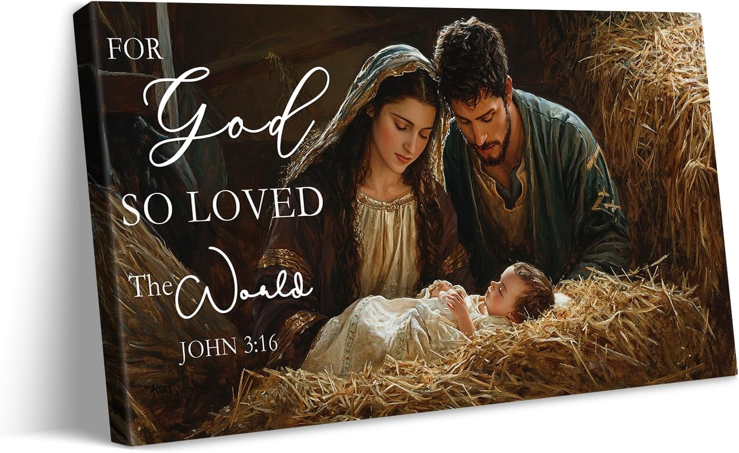 AEFER Vintage Nativity Canvas Wall Art Baby Jesus Virgin Mary Painting ...