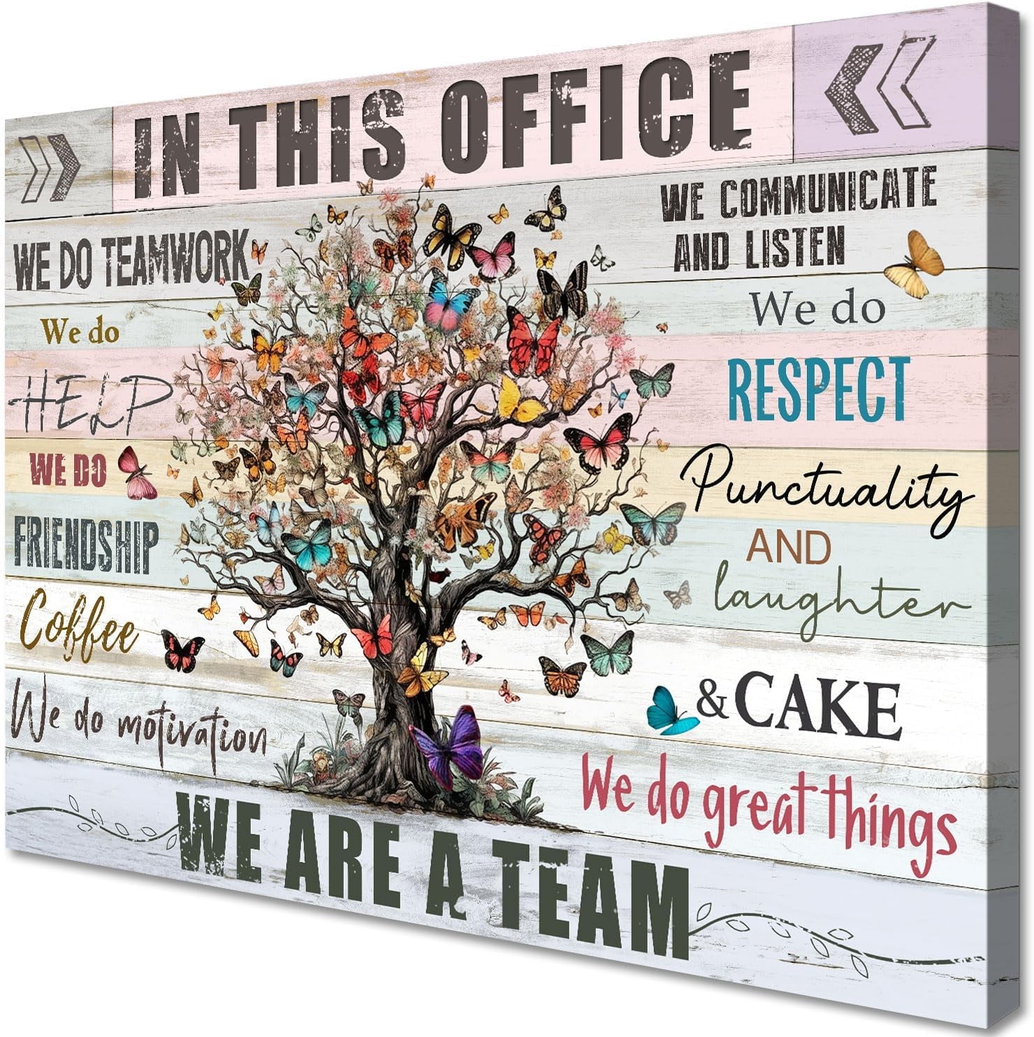 AEFER Vintage Office Pictures Wall Decor Butterfly Tree Canvas Prints ...