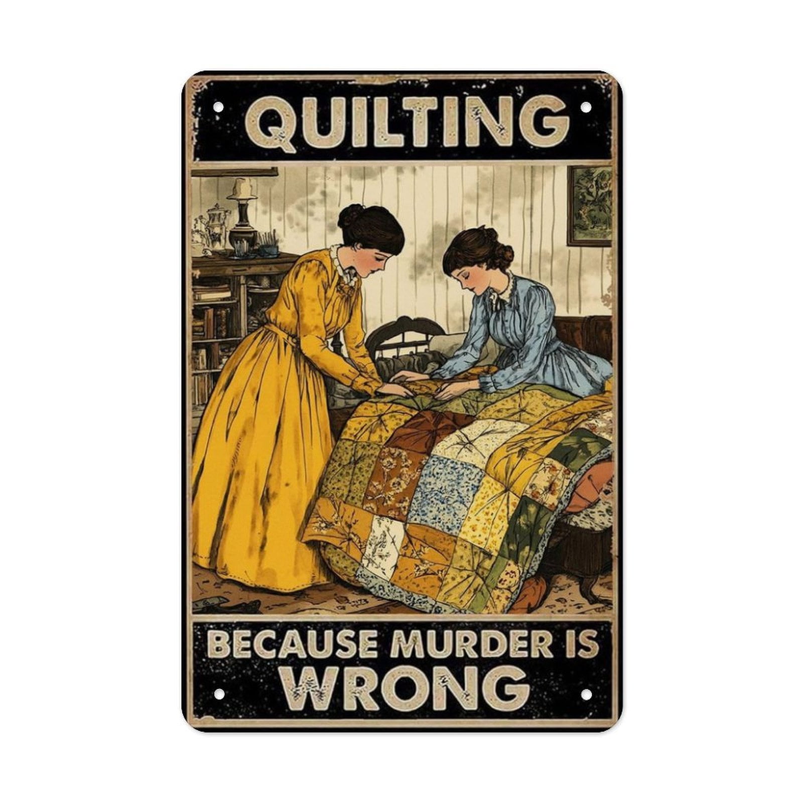AEFER Vintage Sew Metal Signs Quilting Because Murder is Wrong Funny ...