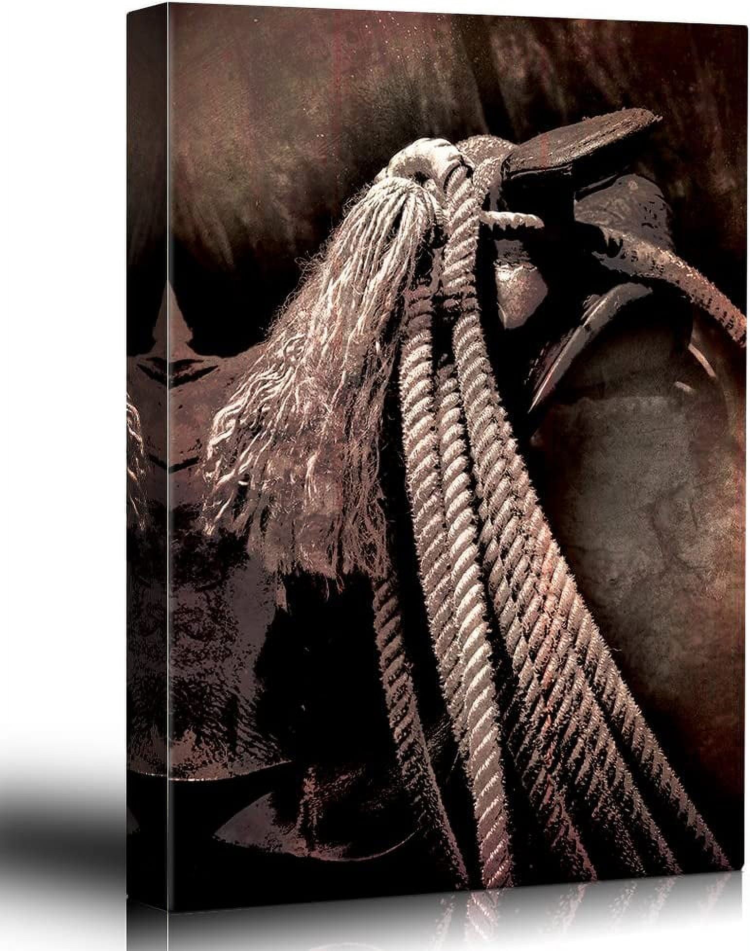 AEFER - Vintage Styled Close Up of The Ropes on a Saddle - Canvas Art ...