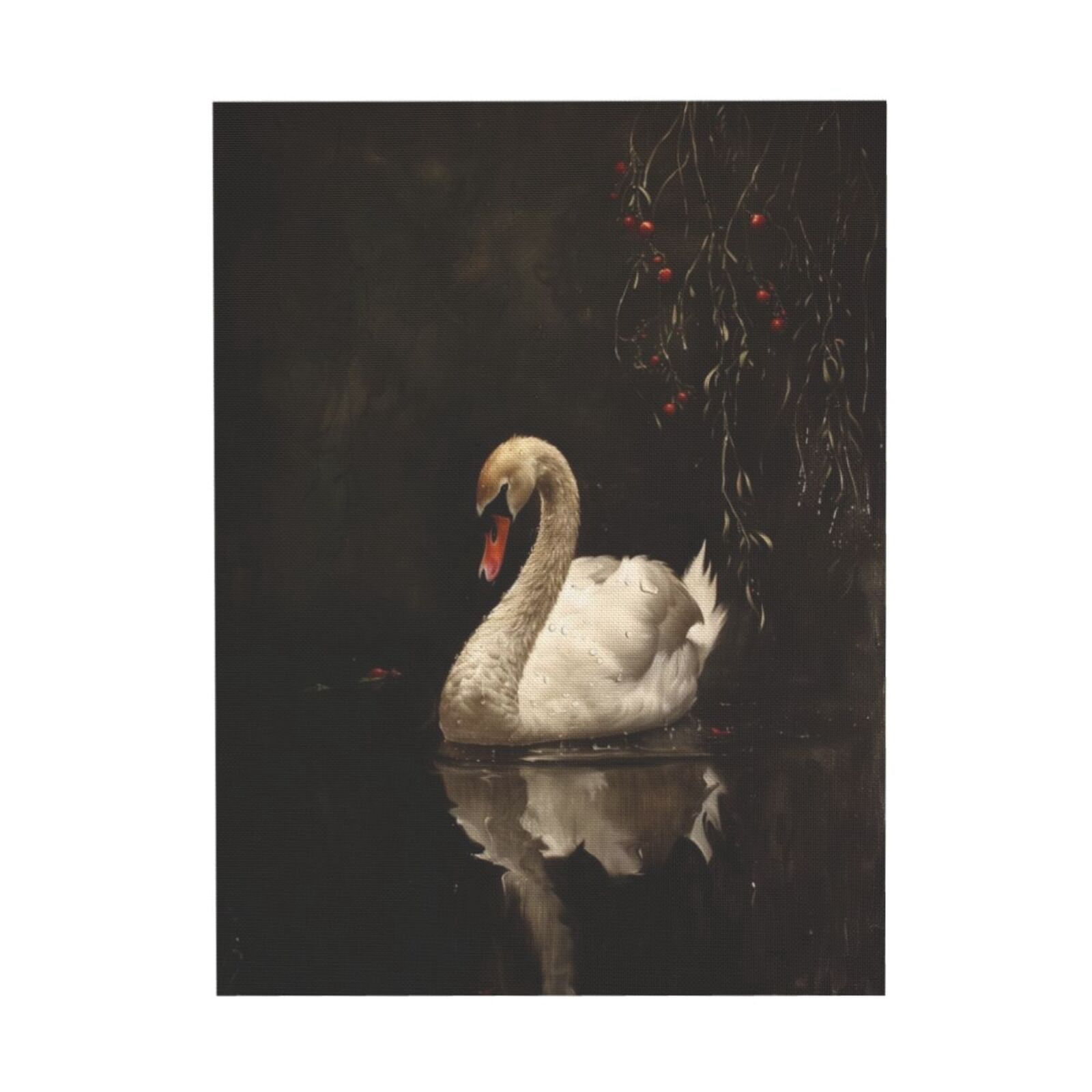AEFER Vintage Swan Canvas Wall Art-Antique White Swan Painting, Swan ...