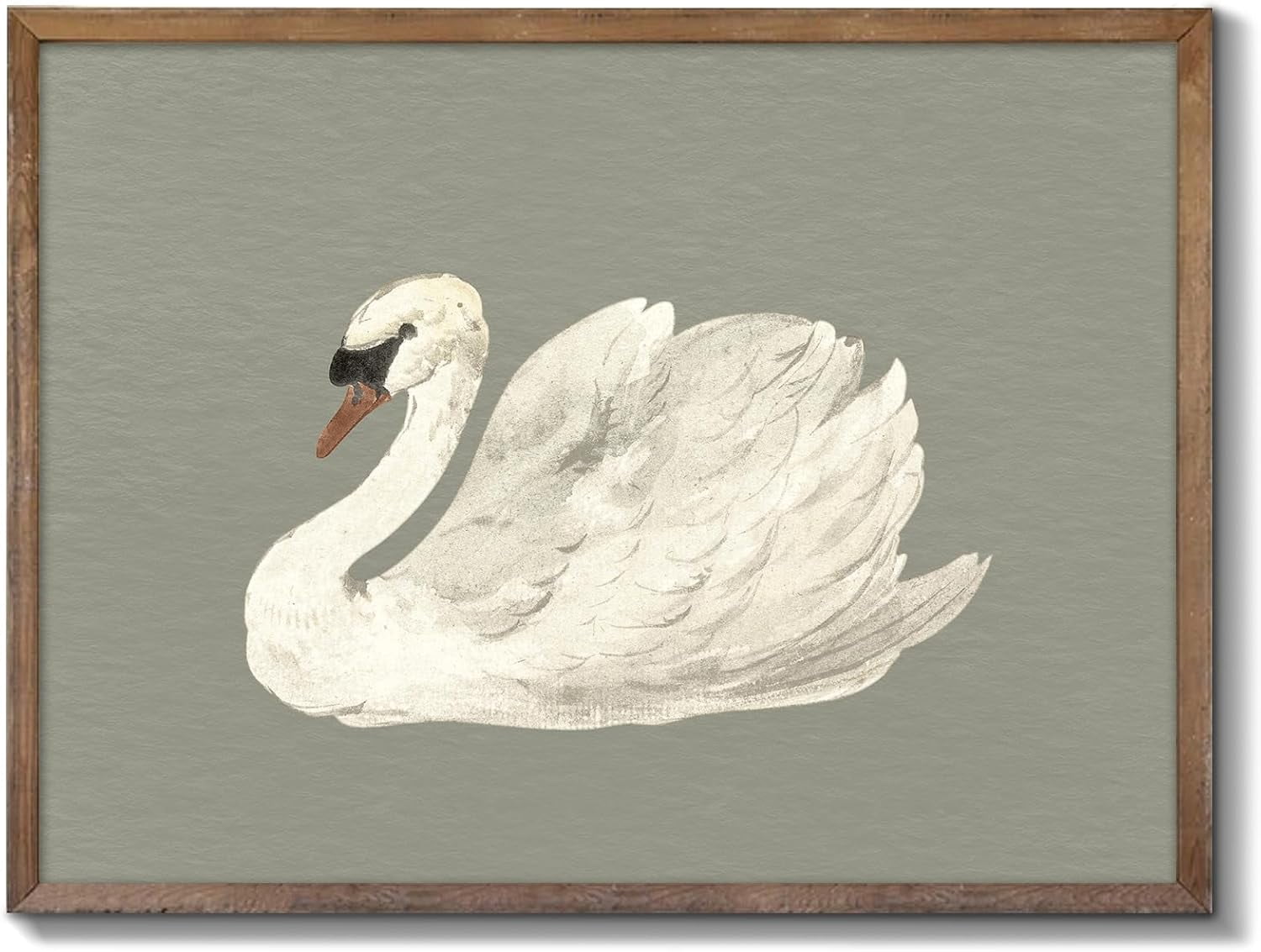 AEFER Vintage Swan Canvas Wall Art-Swan Vintage Sage Green Art Prints ...