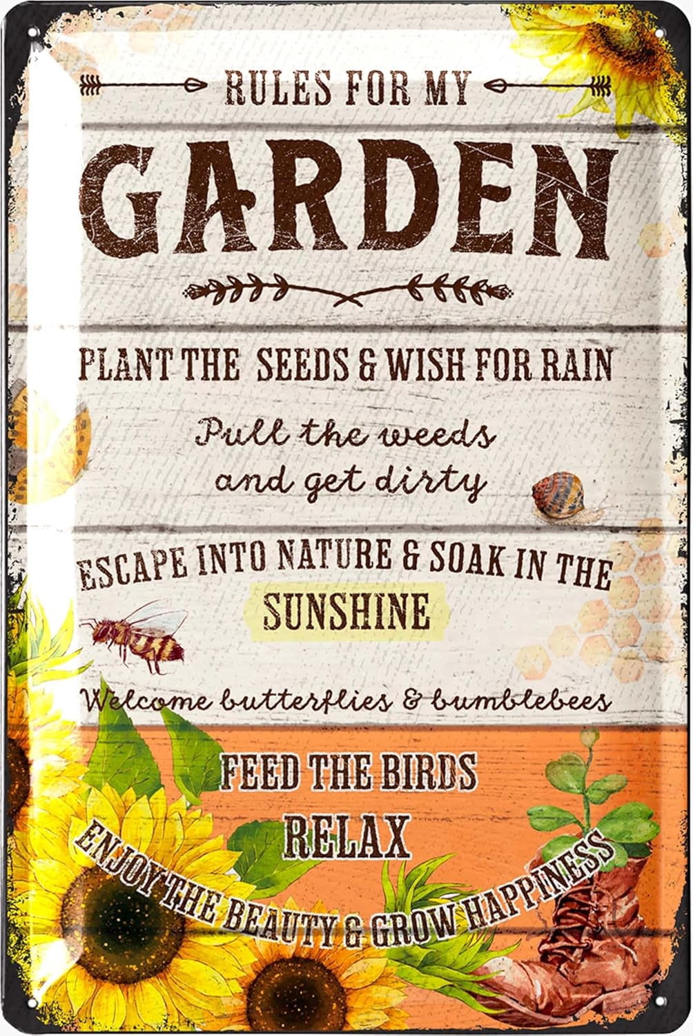 AEFER Vintage Tin Sign Garden, Decorative Metal Sign, Garden Plaque ...