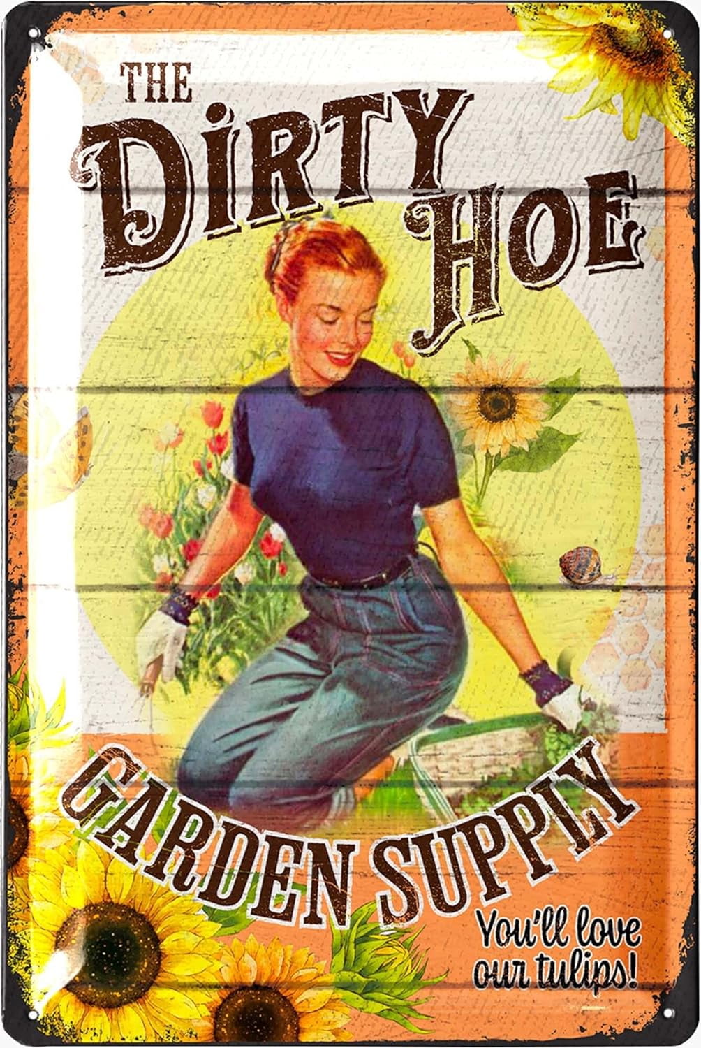 AEFER Vintage Tin Sign Garden THE DIRTY GARDEN, Farmhouse Metal Signs ...