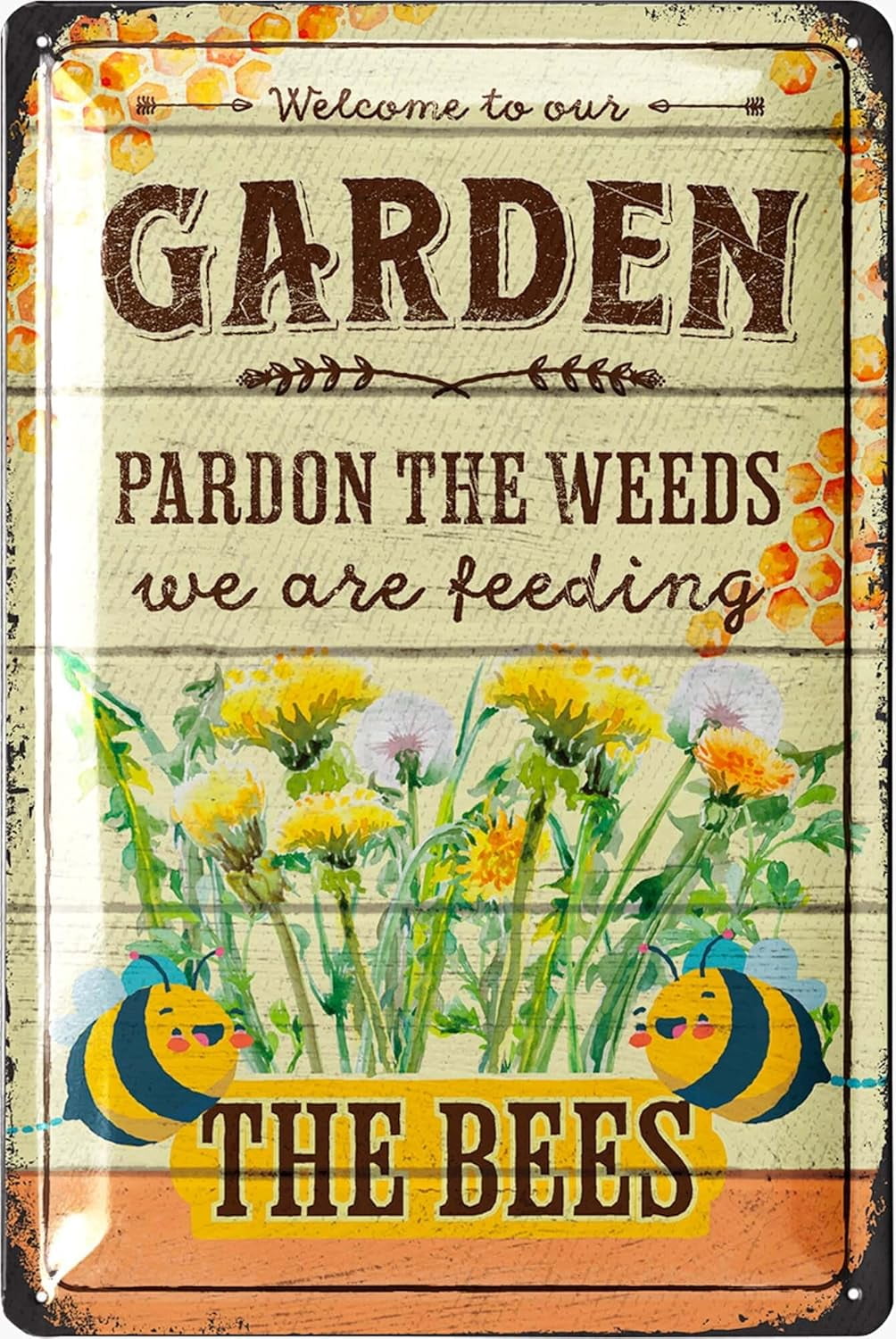 AEFER Vintage Tin Sign Garden We Are Feeding the BEES, Farmhouse Metal ...