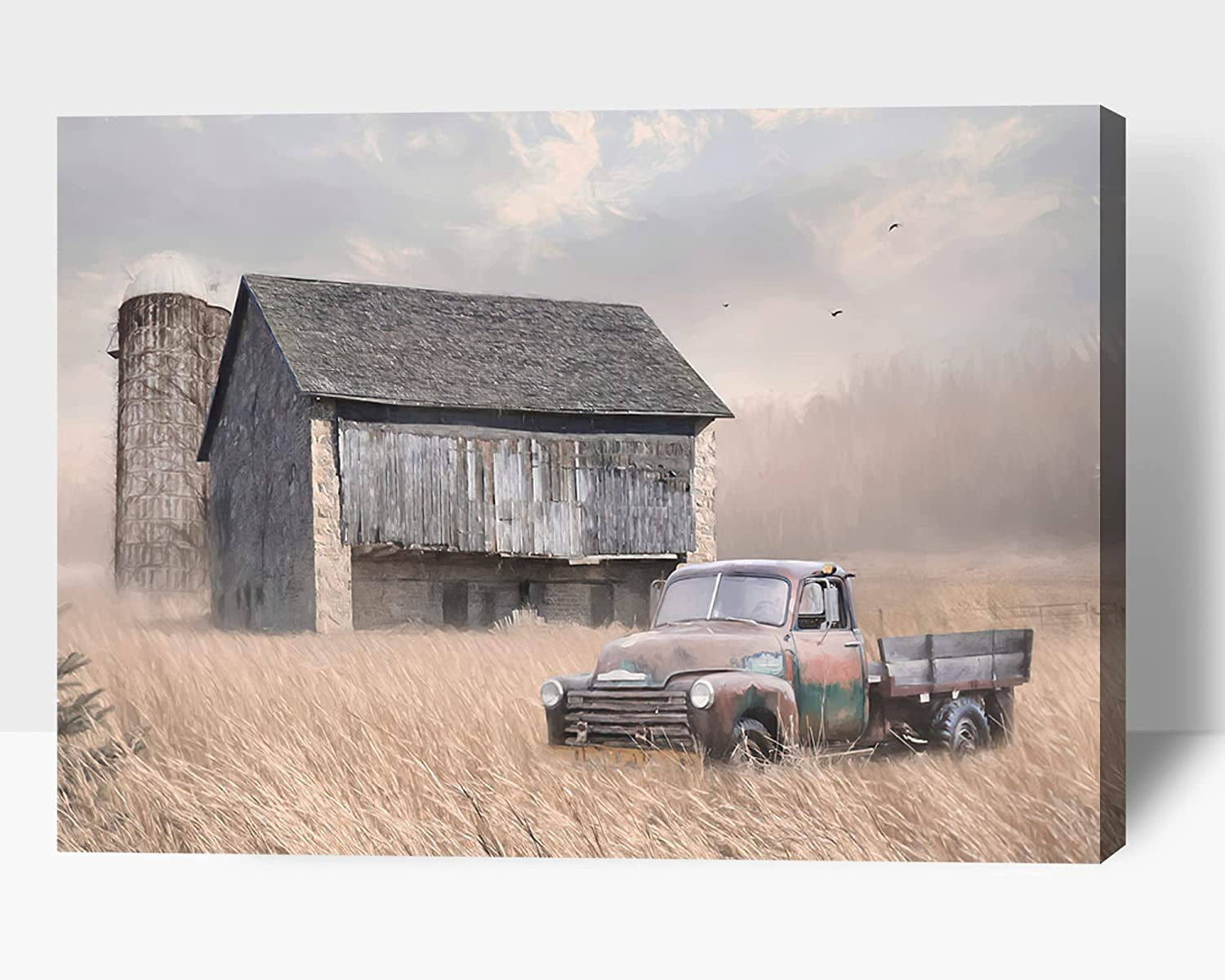 AEFER Vintage Truck Canvas Wall Art Farmhouse Wall Decor, Modern Old ...