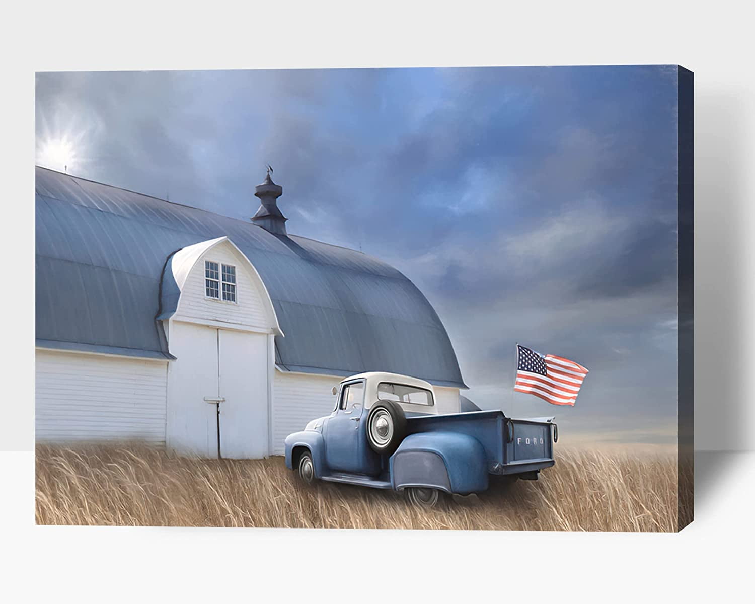 AEFER Vintage Truck Canvas Wall Art Farmhouse Wall Decor, Modern Old ...
