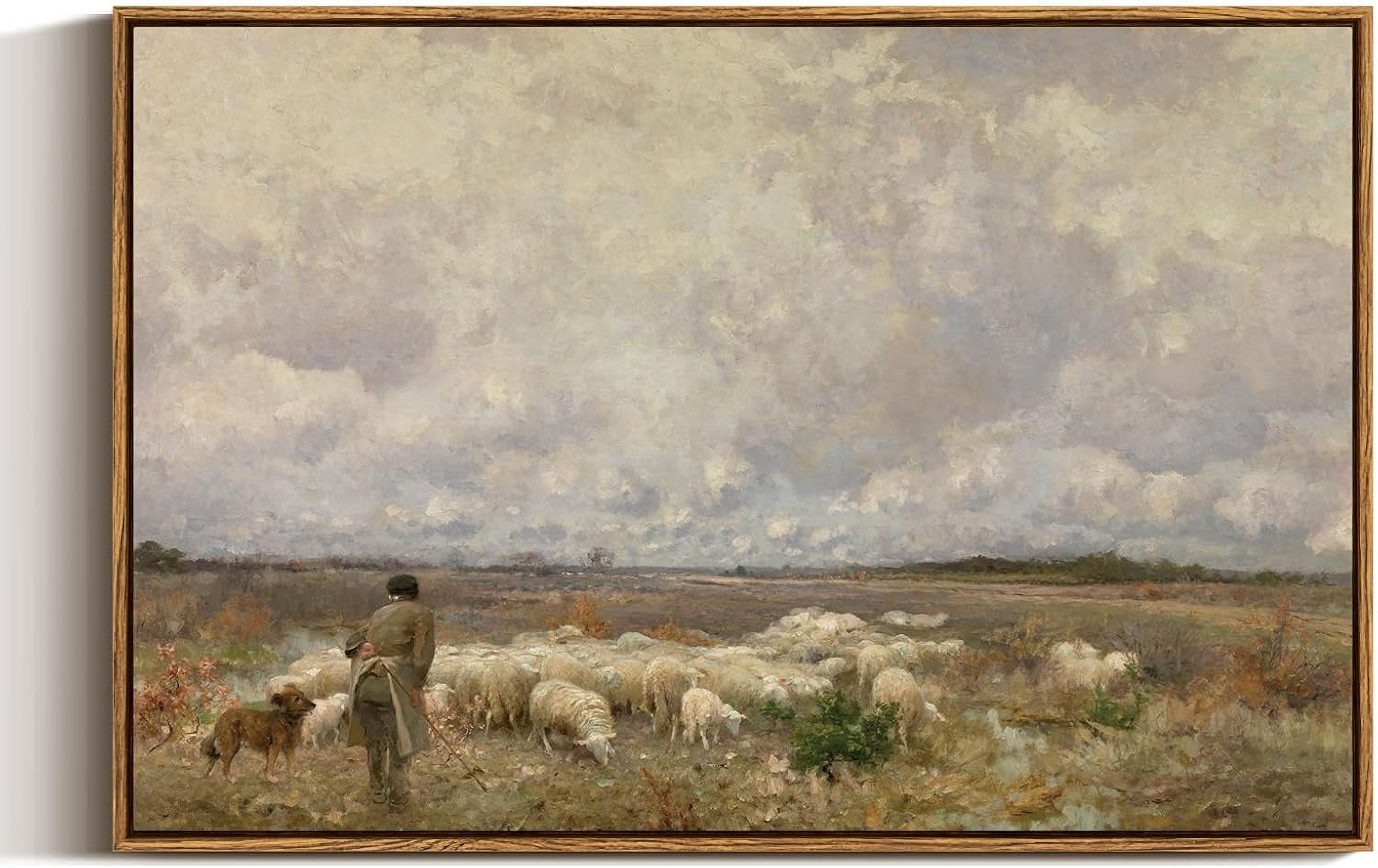 AEFER Vintage Unframed Canvas Wall Art, Farm Pasture Sheep Retro ...