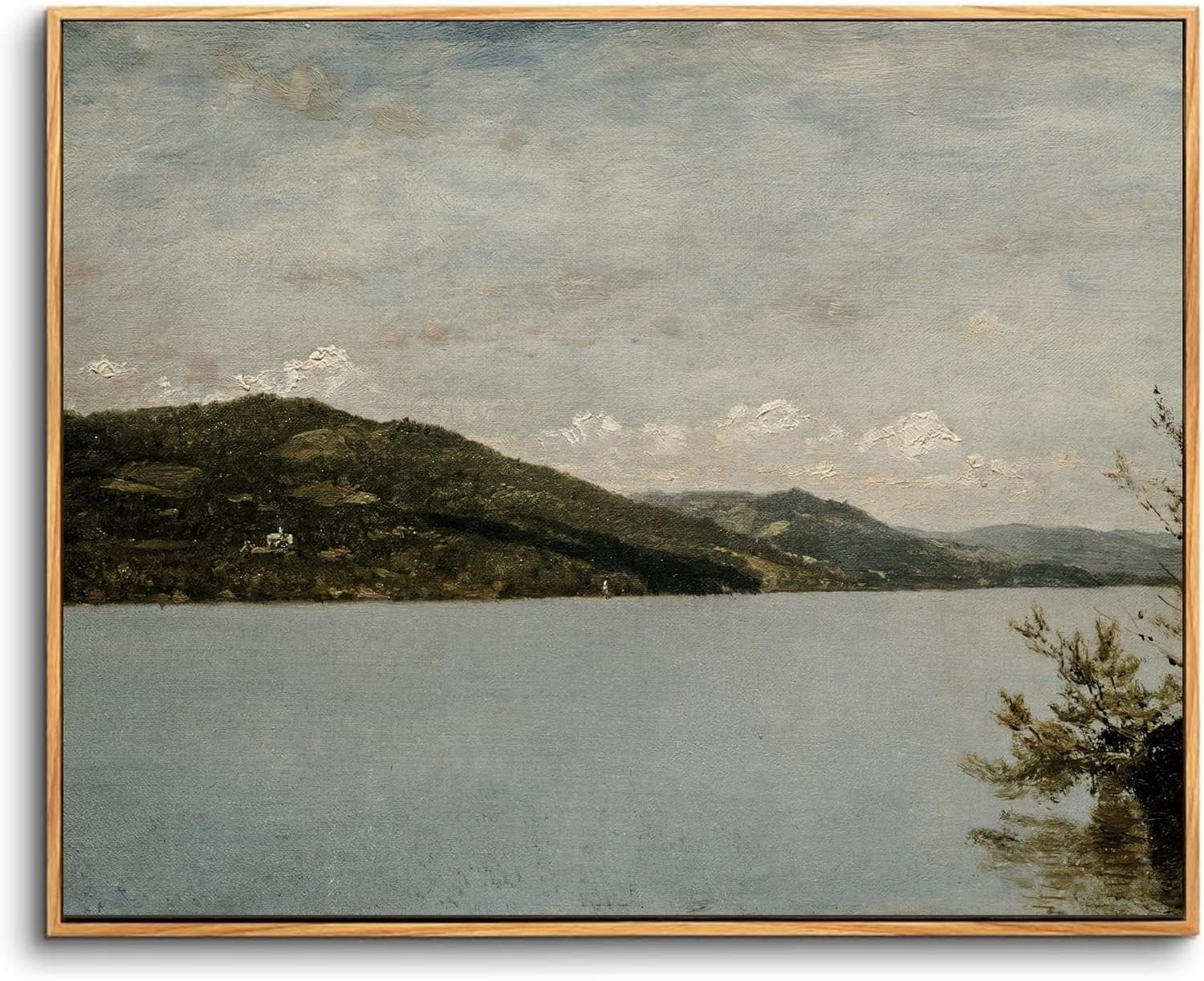 AEFER Vintage Unframed Wall Art, Lake Landscape Canvas Painting, Nature Scenery Retro Art Prints ...