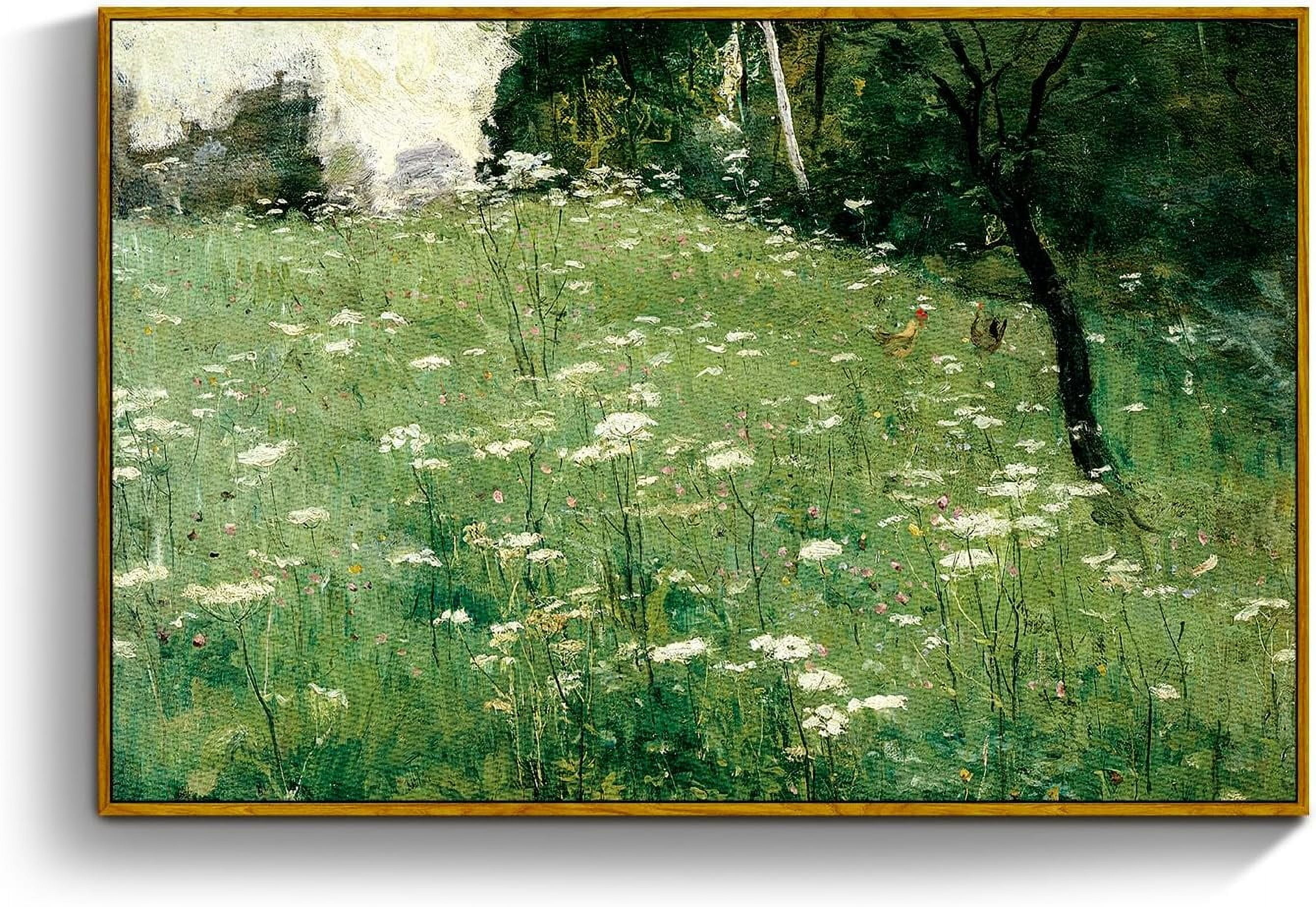 AEFER Vintage Unframed Wall Art, Meadow Wildflower Landscape Canvas ...