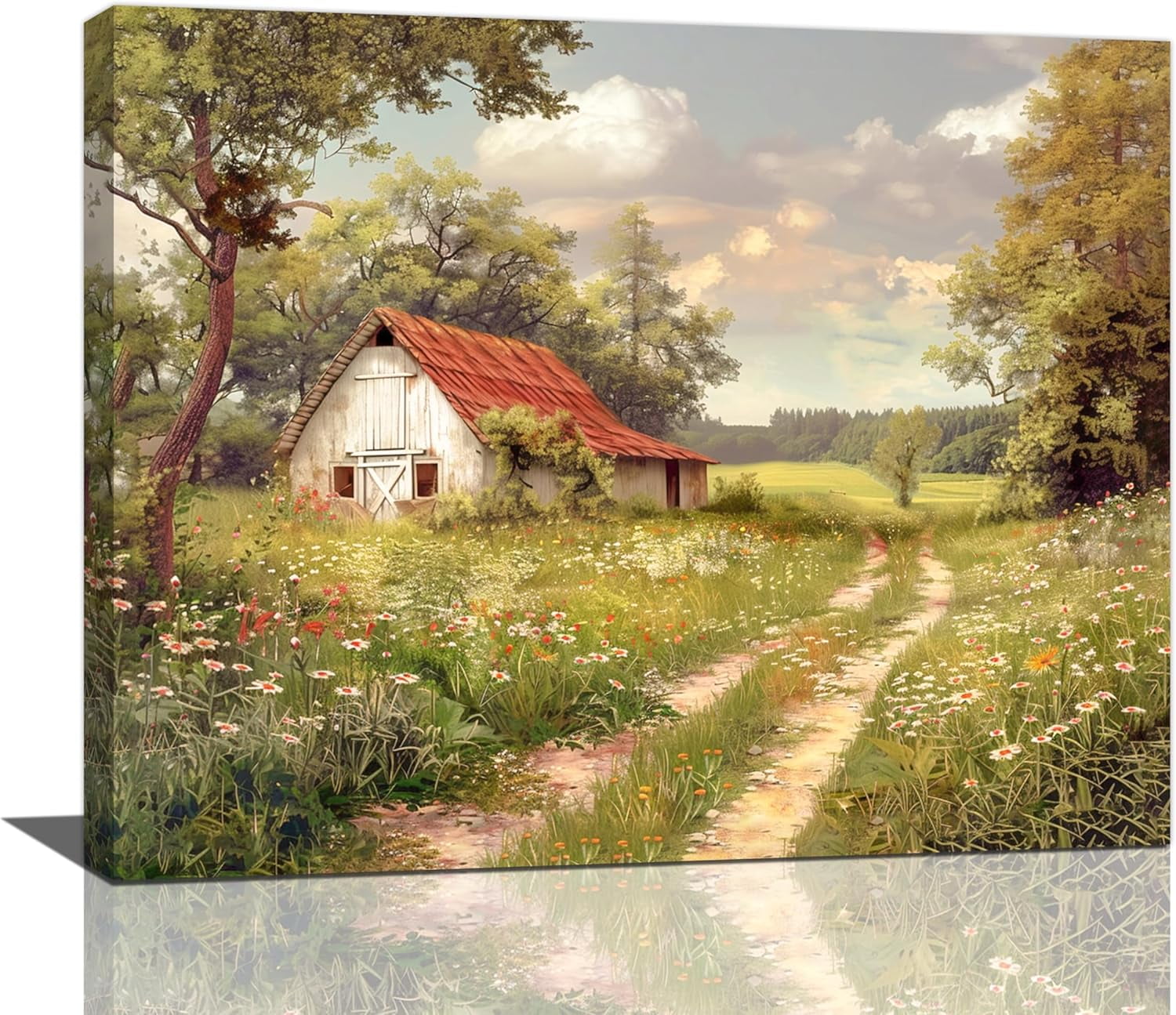 AEFER Vintage Wall Art Country Barn Landscape Pictures Wall Decor ...
