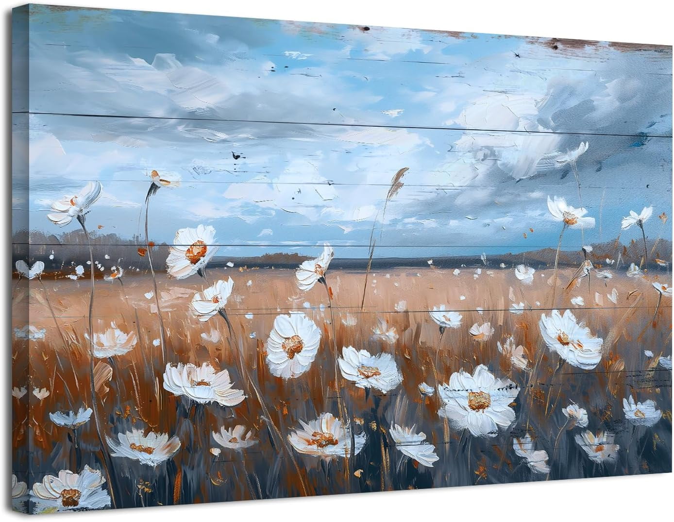 AEFER Vintage White Daisy Wall art for Girls Bedroom Decor Flower Wall ...