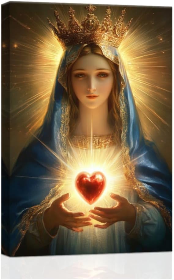 AEFER Virgin Mary Canvas Wall Art Catholic Paintings for Wall Pictures ...