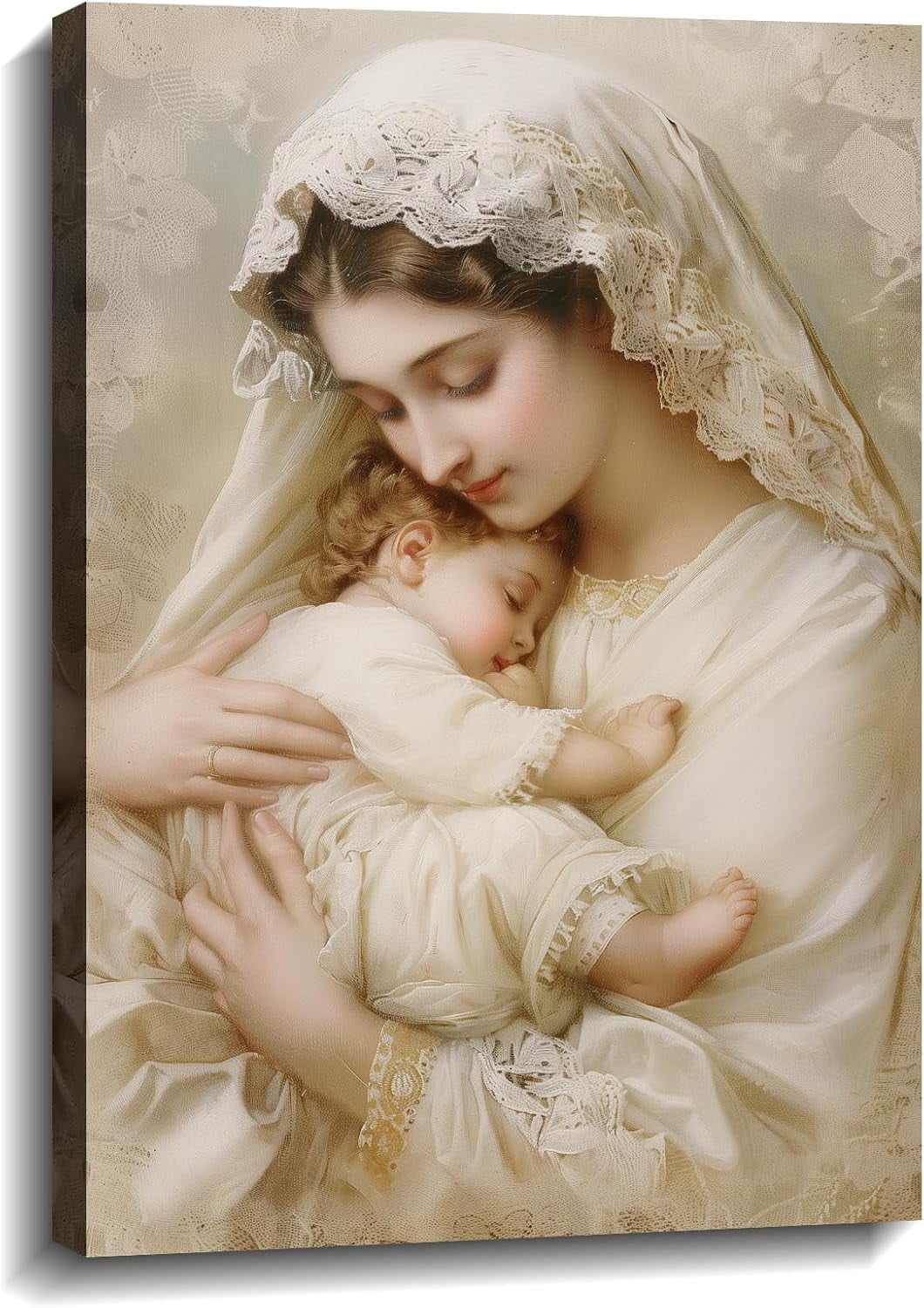 AEFER Virgin Mary Wall Art Canvas Print Religious Wall Decor Baby Jesus ...