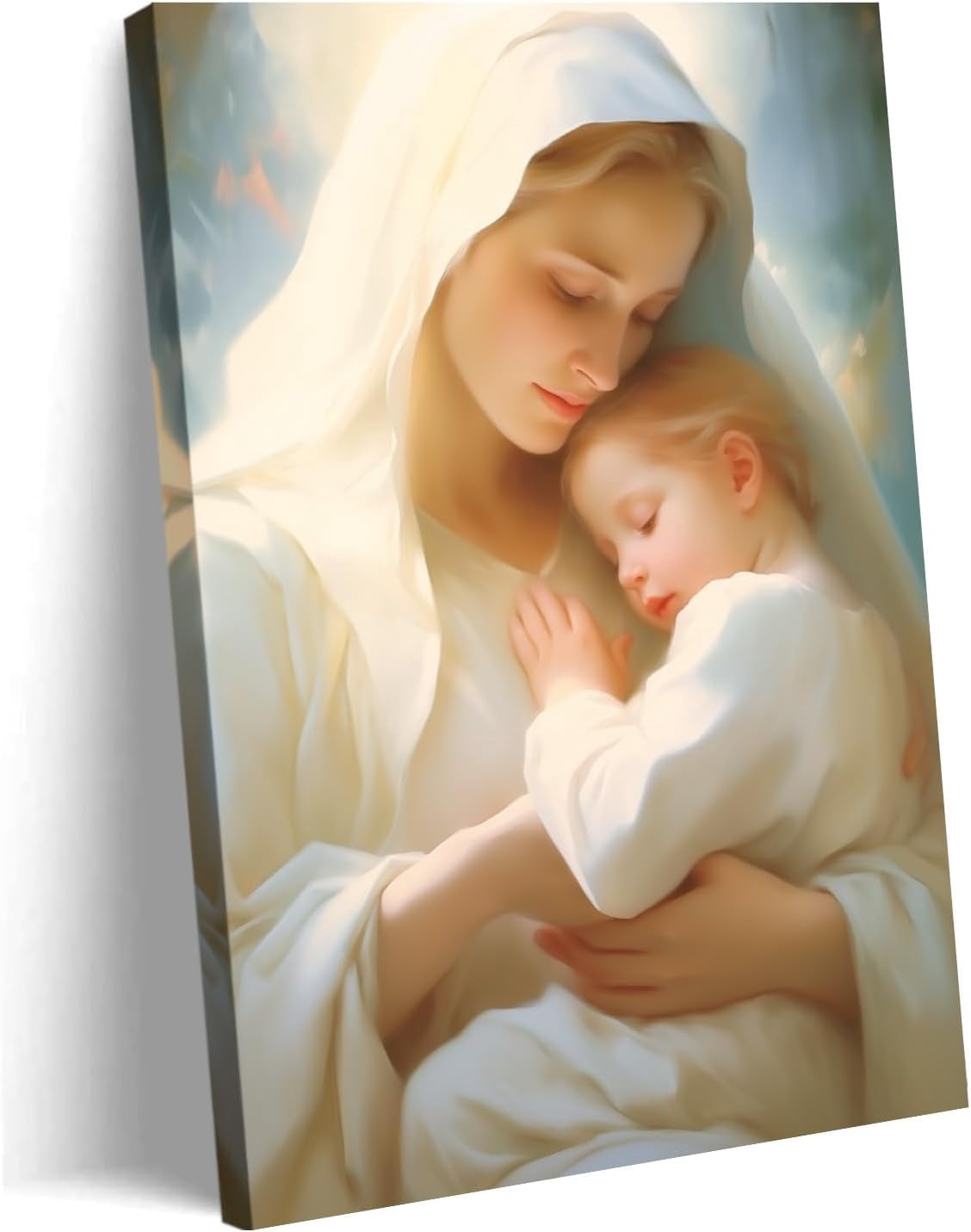 AEFER Virgin Mary Wall Art Saint Mary Hold Baby Jesus Pictures Canvas ...