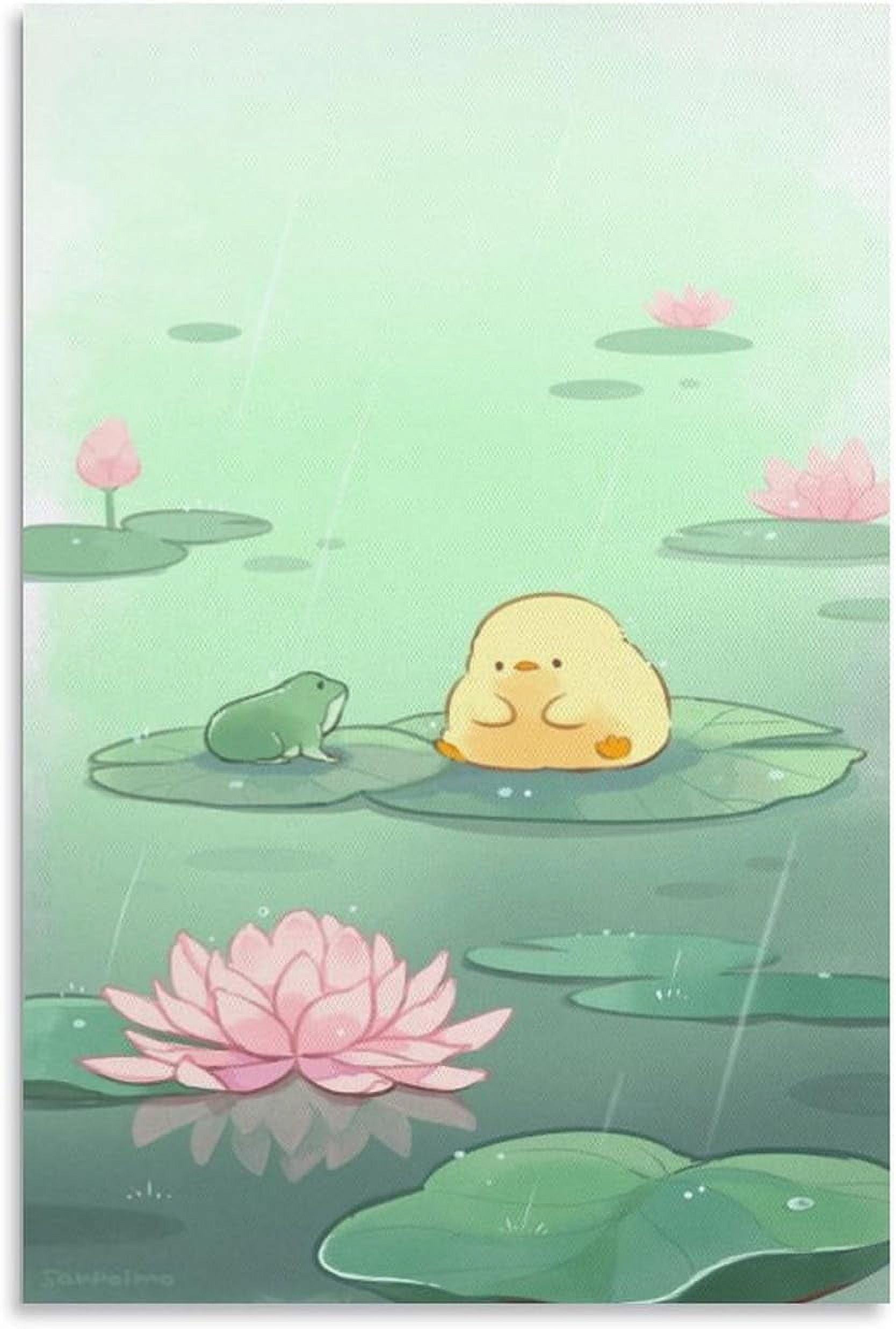 AEFER Wall Art Cute Pond Lotus Frog Chick Gifts Birthday Gifts ...