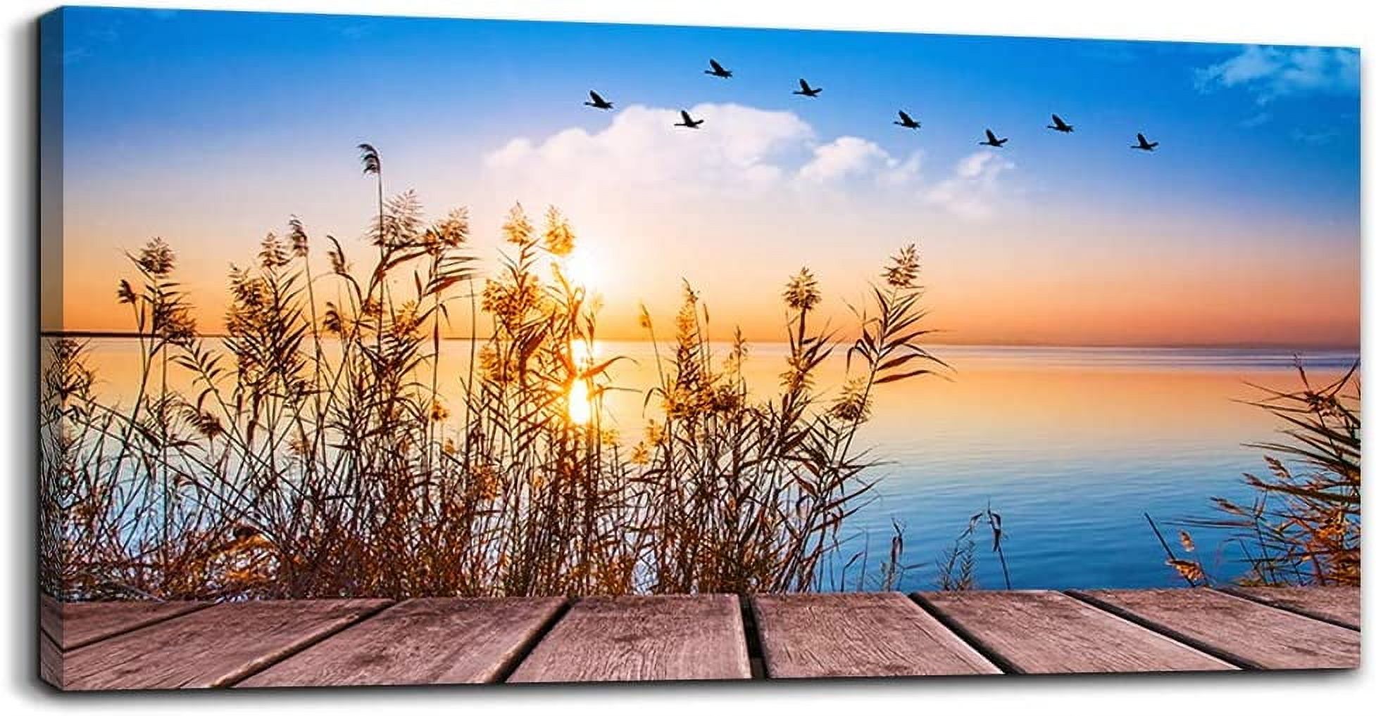 AEFER Wall Art Decor Canvas Print Artwork Wall Art Decor Blue ocean ...