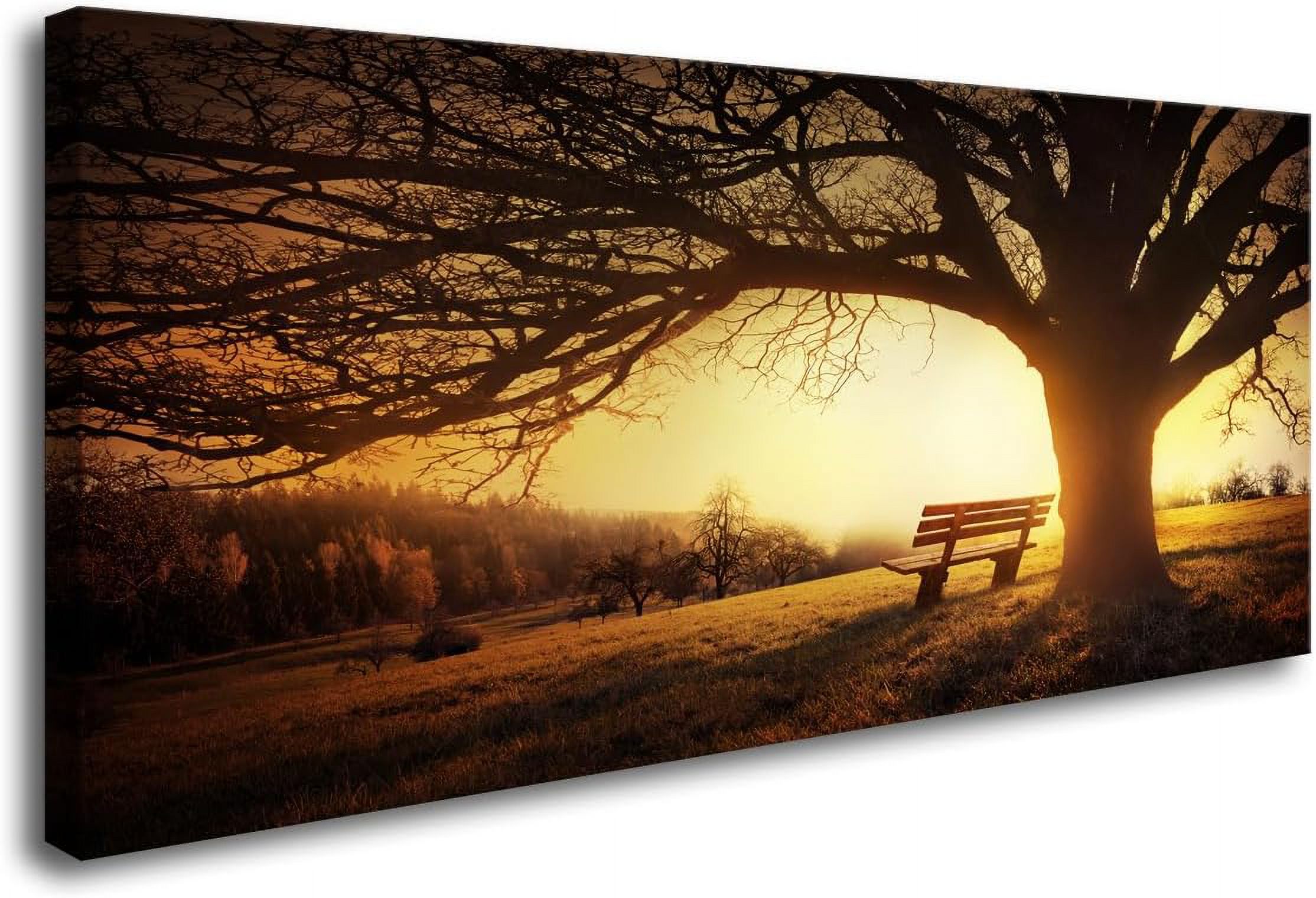 AEFER Wall Art Decor Canvas Print Picture Big Trees in Sunset 1 Golden ...