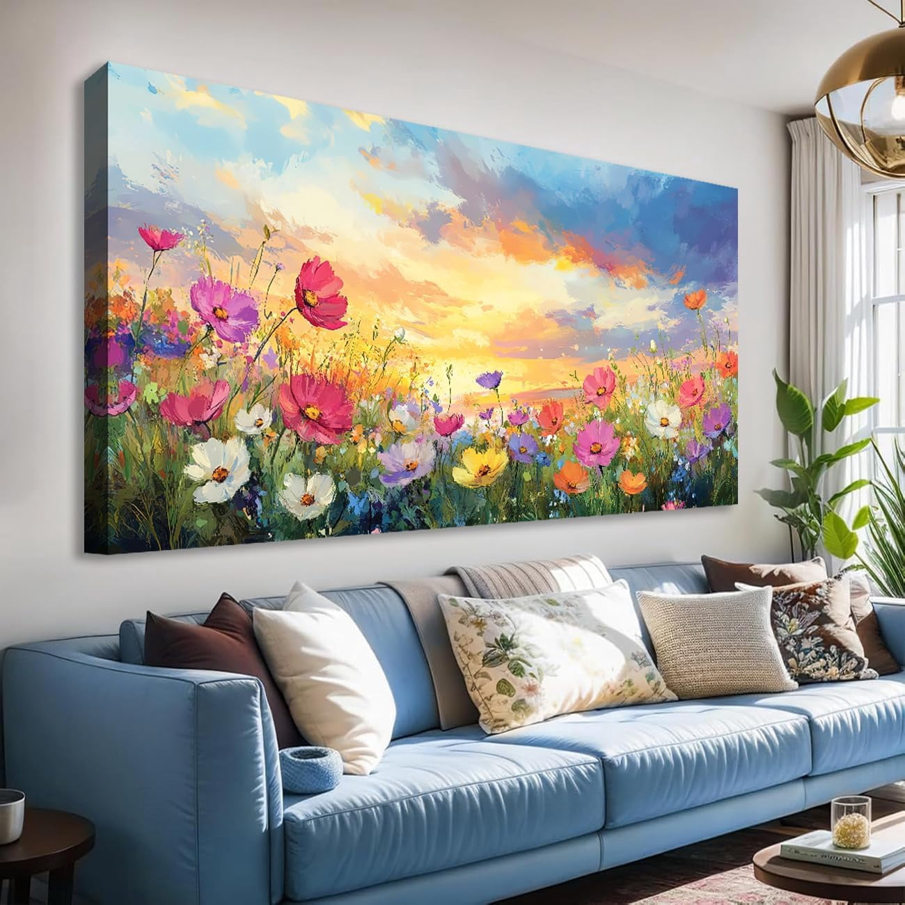 AEFER Wall Art Decor Wildflower Field Meadow Canvas Wall Art for Living ...