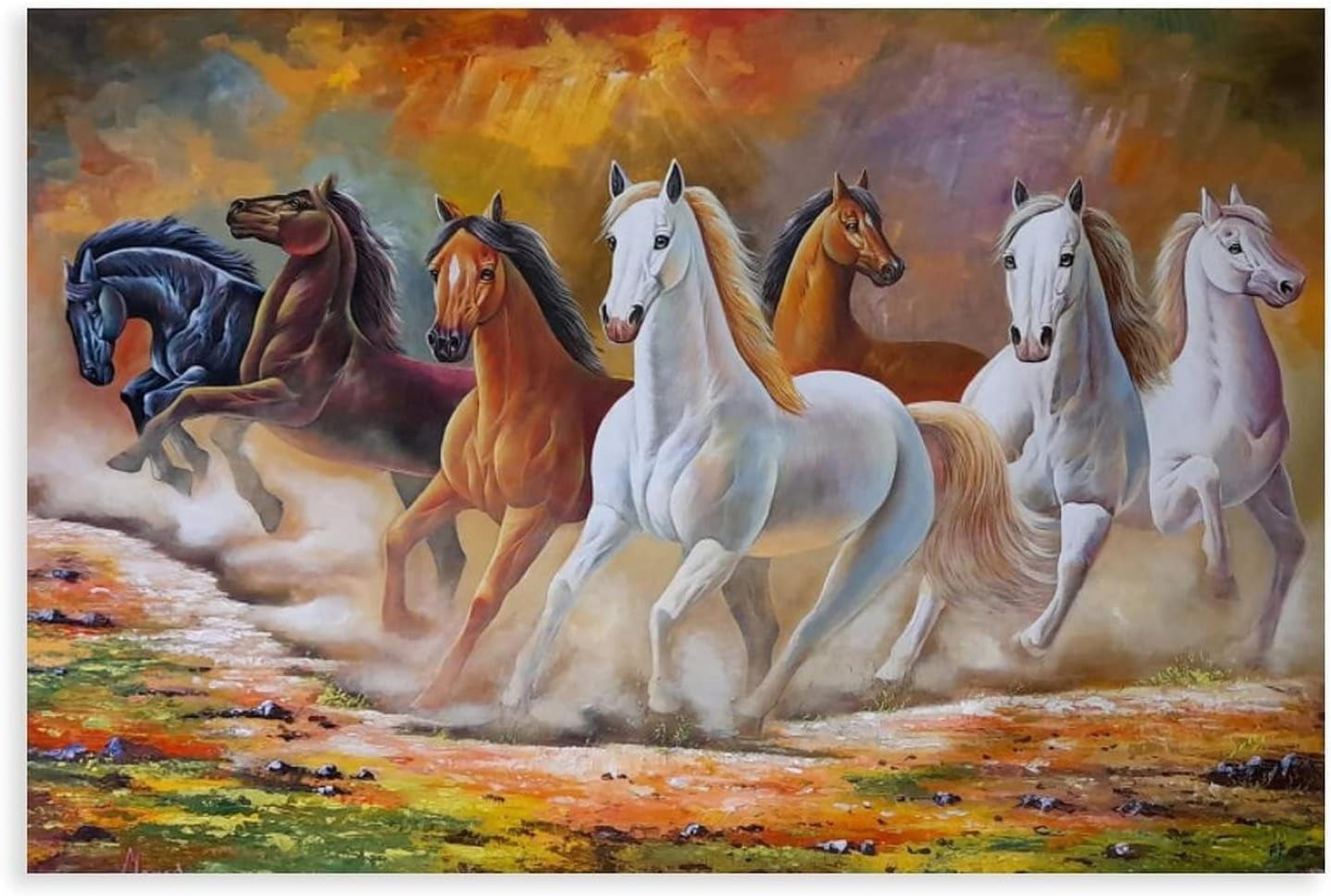 AEFER Wall Art horse pictures wall decor Seven Lucky Running Wild ...