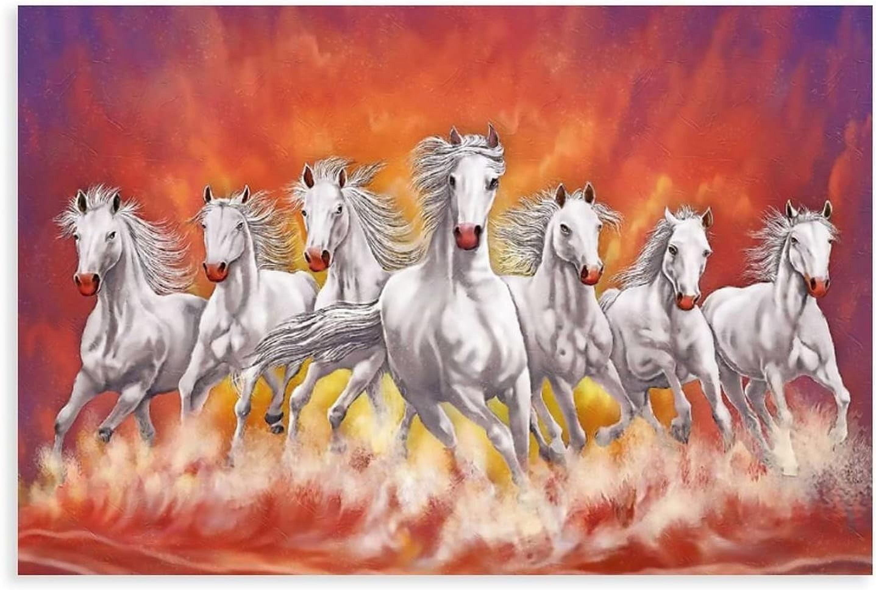 AEFER Wall Art horse pictures wall decor Seven Lucky Running Wild ...