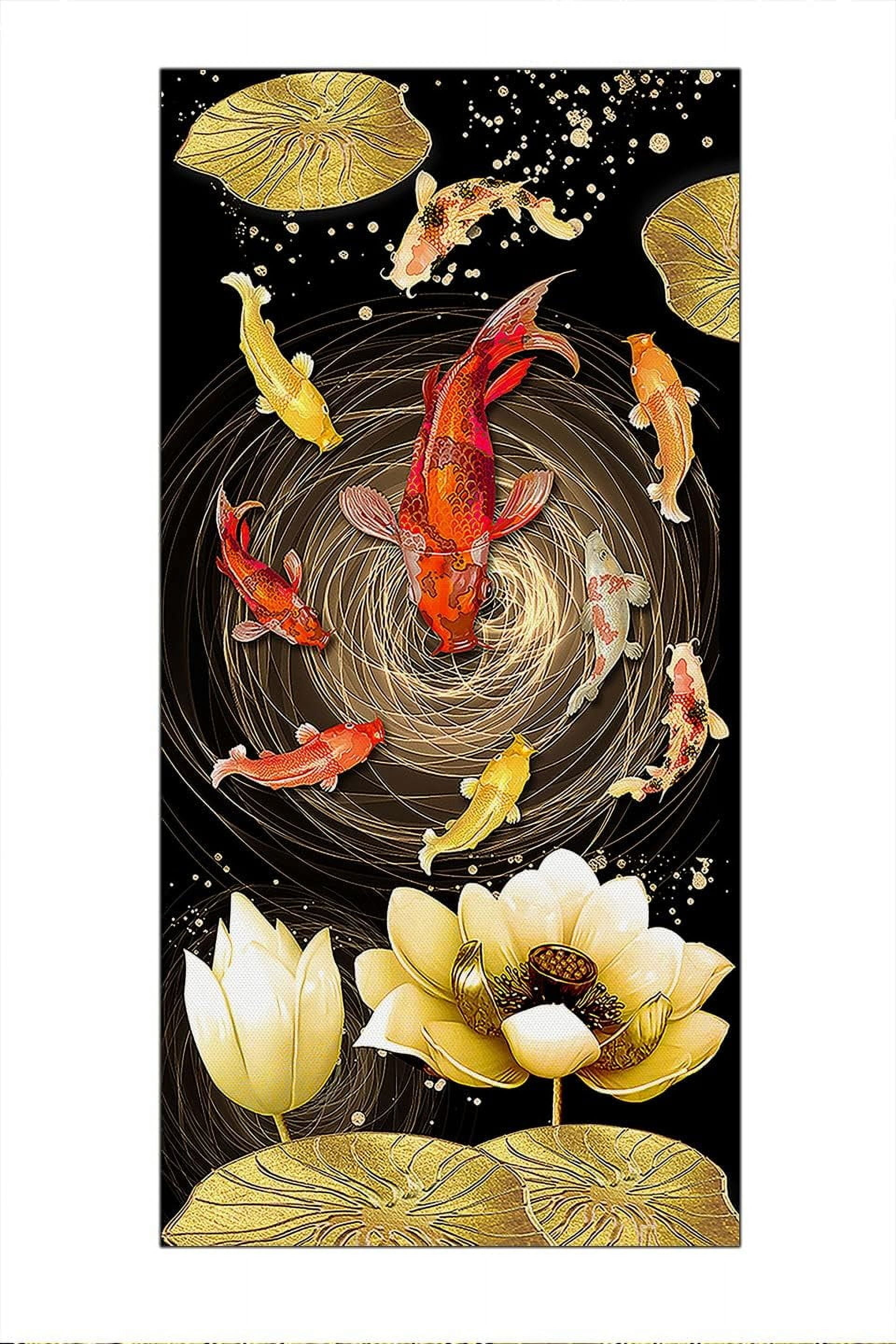 AEFER Wall Posters Aesthetic 9 Koi Fish Wall Art Lucky Koi Wall Poster ...