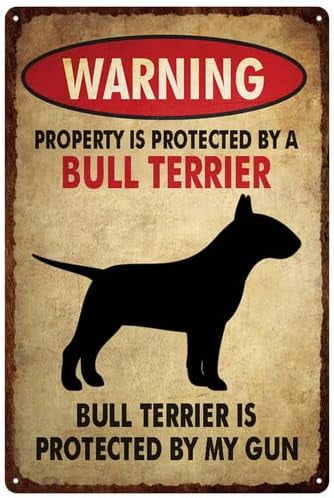 AEFER Warning Bull Terrier Vintage Aluminum Metal Sign Retro For Toilet ...