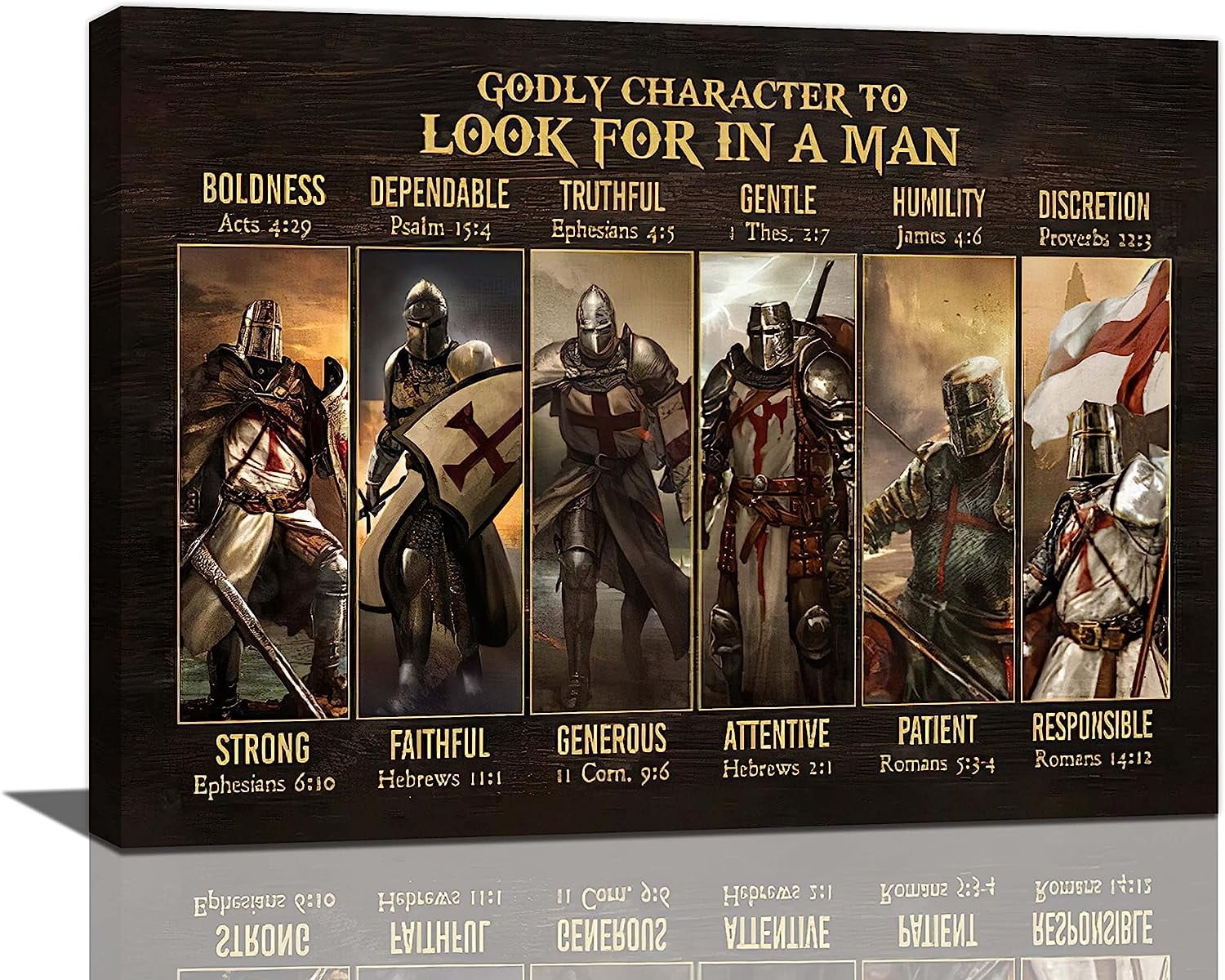 AEFER Warrior Scripture Wall Art Knights Templar Bible Verses Pictures ...