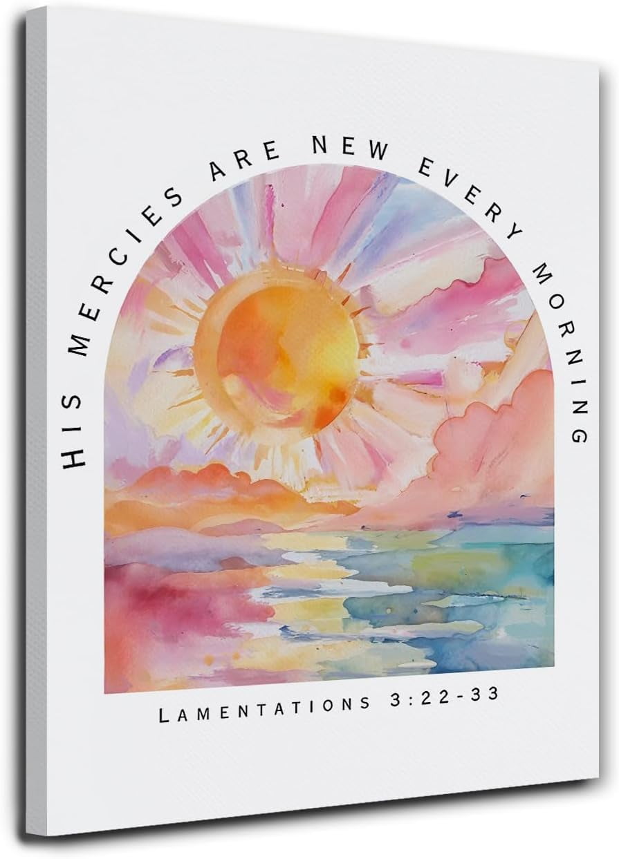 AEFER Watercolor Christian Canvas Wall Art, Christian Room Home Decor ...