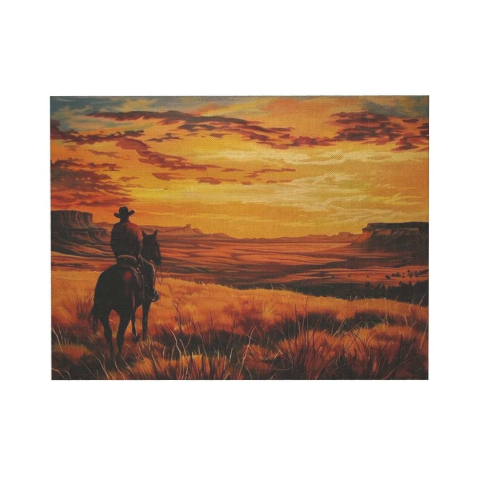 AEFER Western Cowboy Poster, Wild West Decor, Retro Sunset Scenery Wall ...