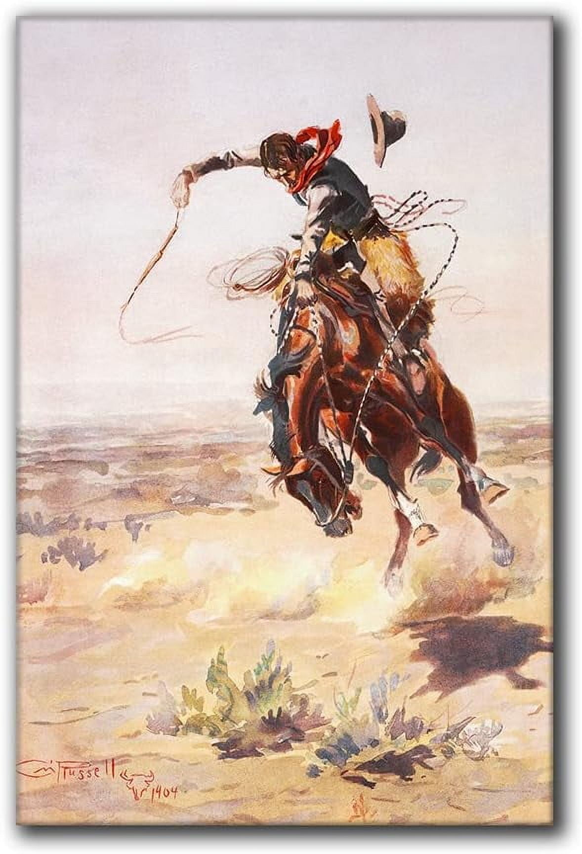 AEFER Western Cowboy Wall Art Canvas Charles Marion Russell Prints Old ...