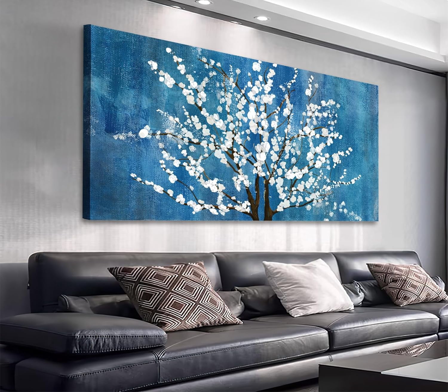 AEFER White Flowers Canvas Wall Art - Plum Blossom Pictures for Living ...