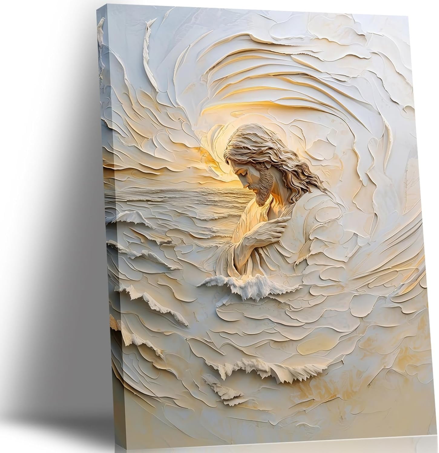 AEFER White Jesus Canvas Wall Art Serene Christian Religious Poster ...