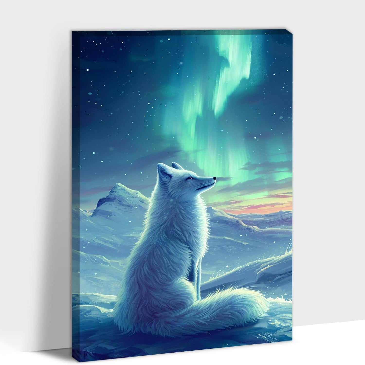AEFER White Wolf Canvas Wall Art, Modern Wolf Decor Animal Canvas Wall ...