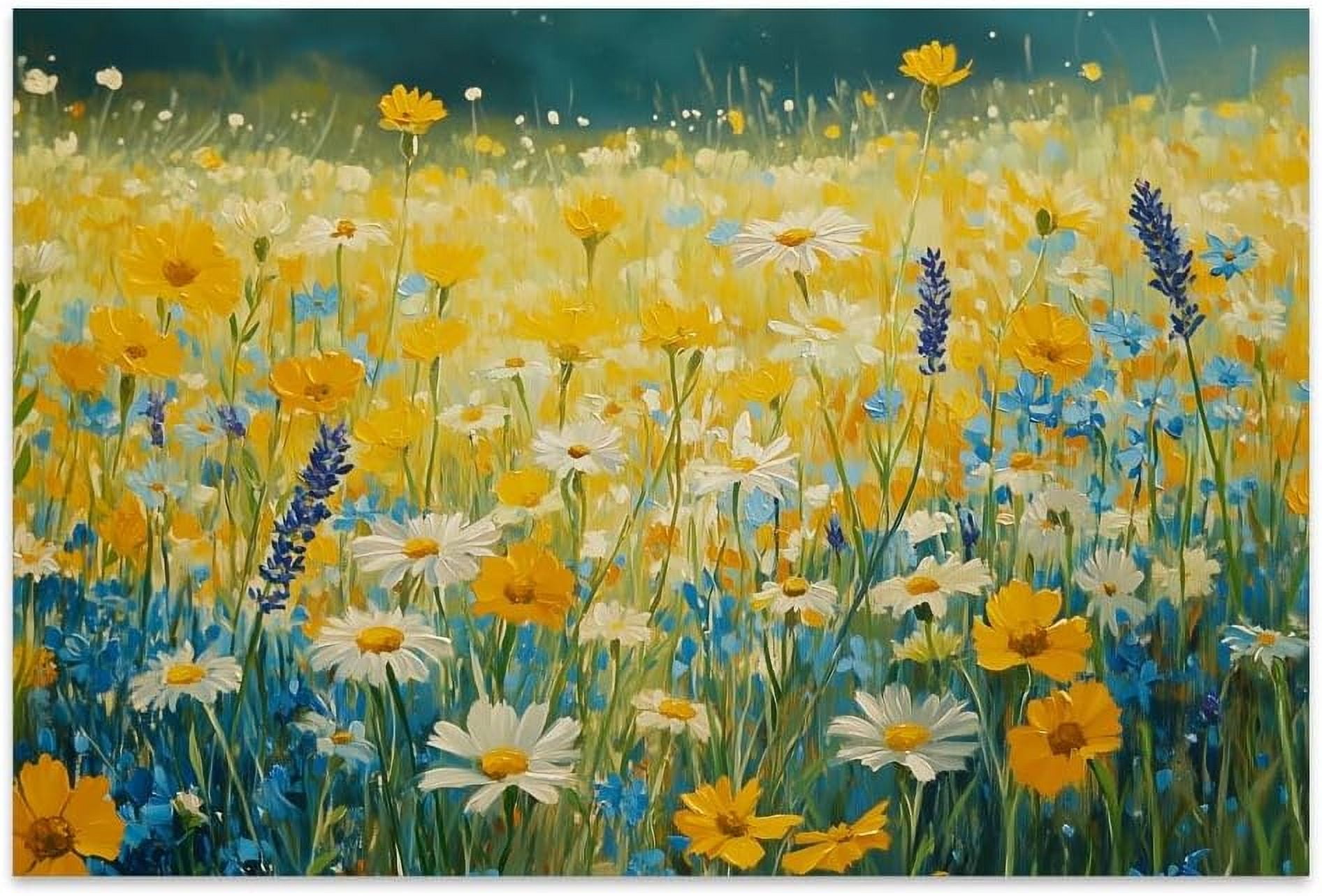 AEFER Wildflower Field Canvas Wall Art, Floral Pictures Wildflower ...