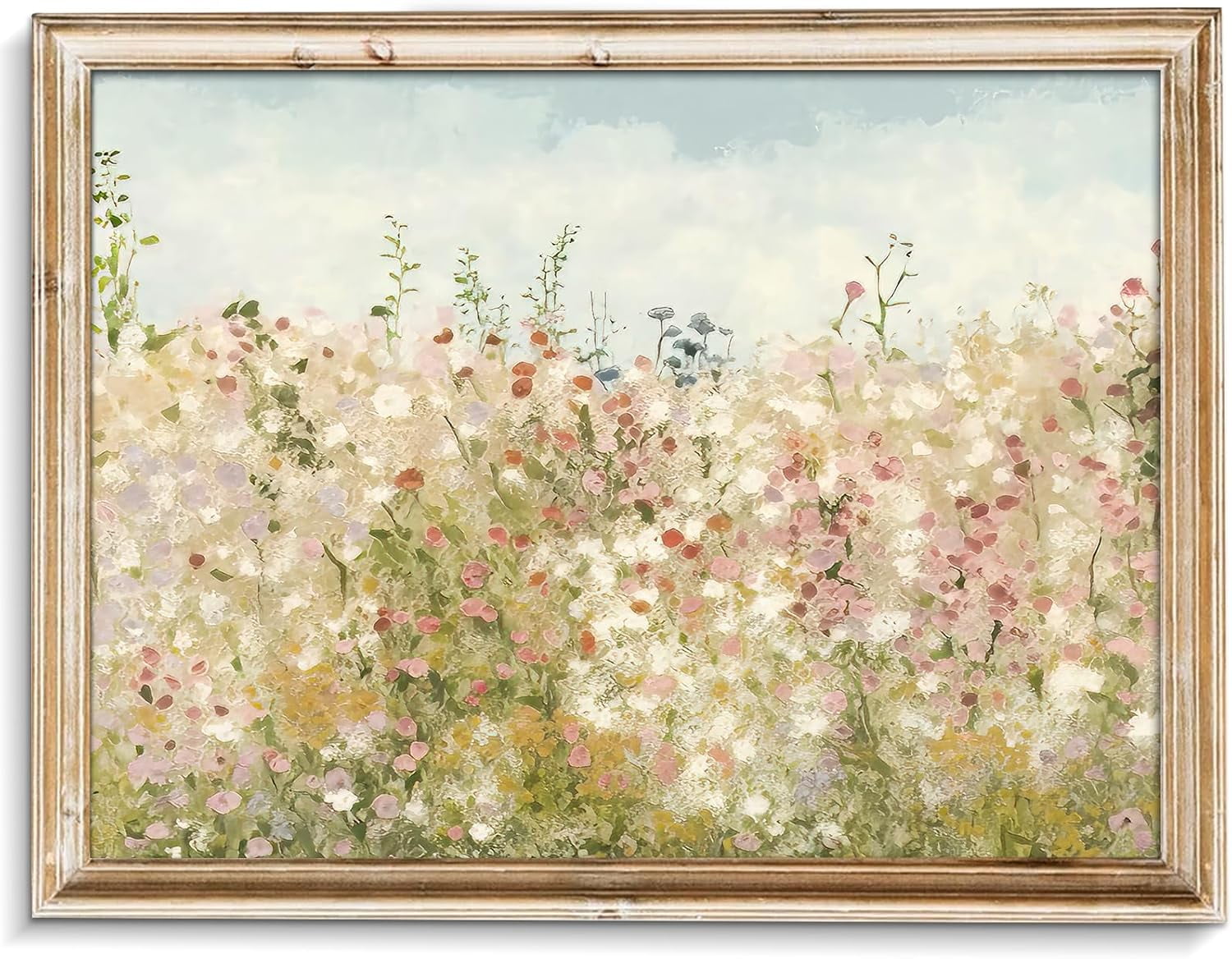 AEFER Wildflower Field Vintage Canvas Wall Art for Home Decor, Spring ...