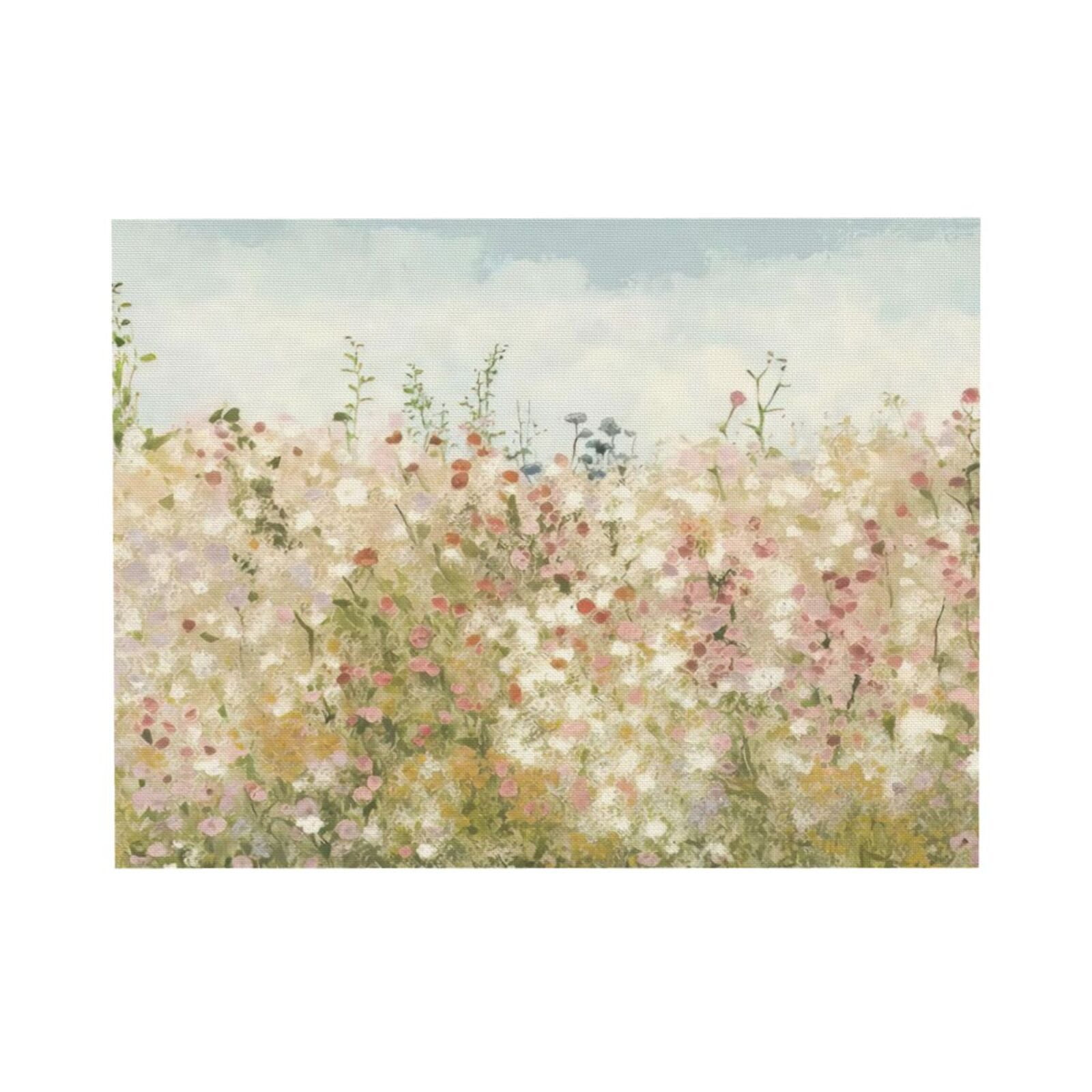 AEFER Wildflower Field Vintage Canvas Wall Art for Home Decor, Spring ...