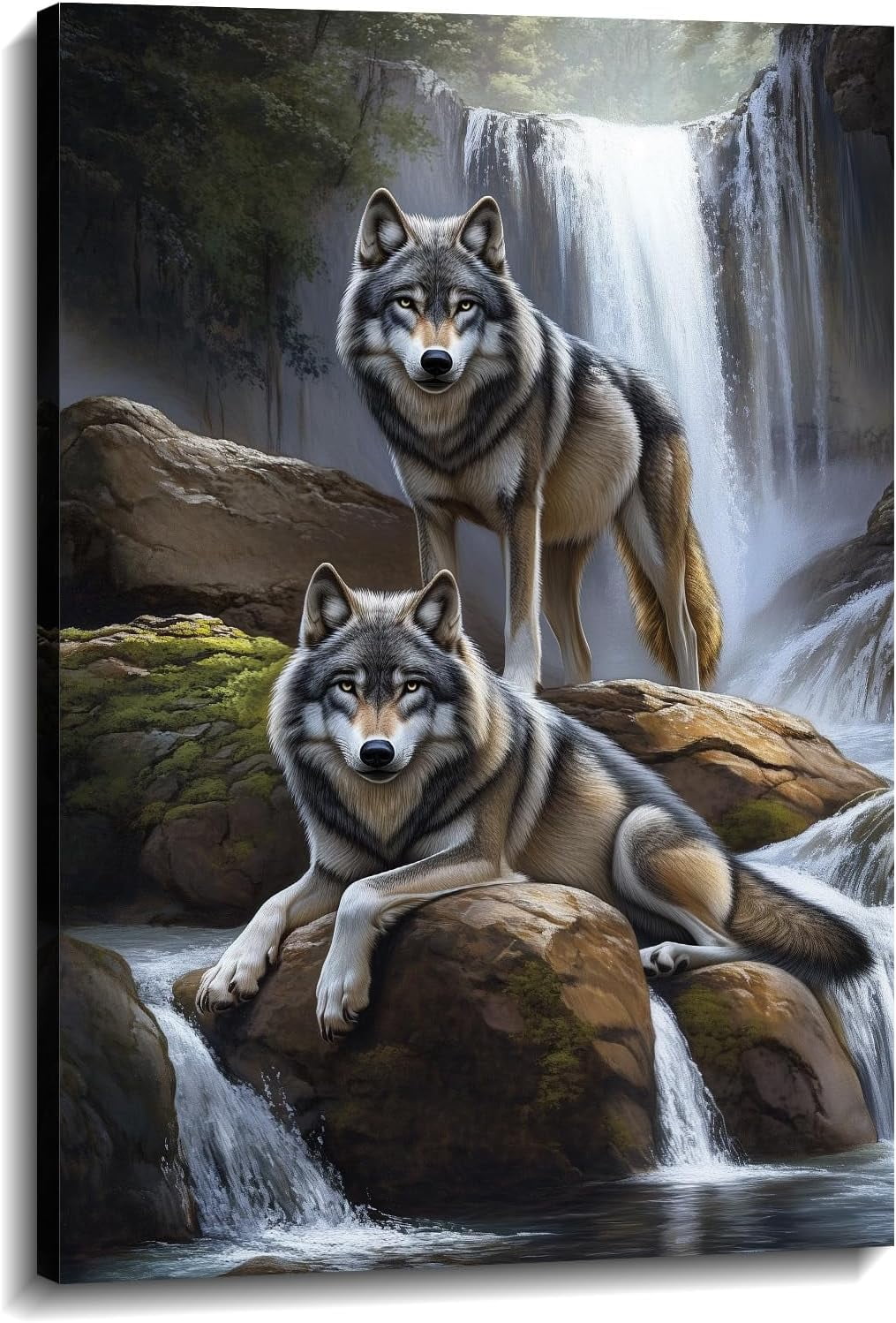 AEFER Wildlife Wolf Canvas Wall Art Animal Prints Wolves Standing on ...