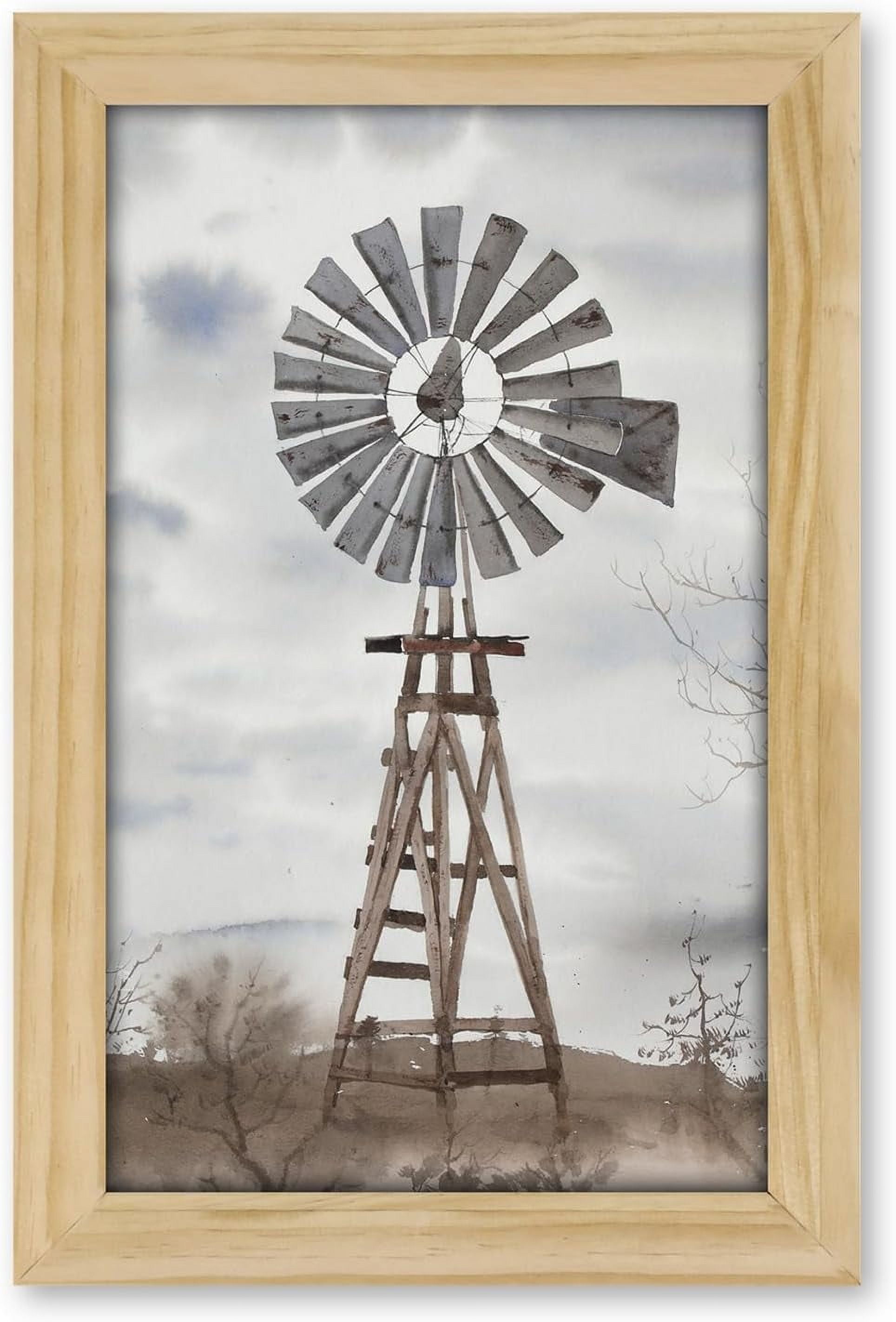 AEFER Windmill Pictures Farmhouse Wall Decor: Rustic Kitchen Wall Art ...