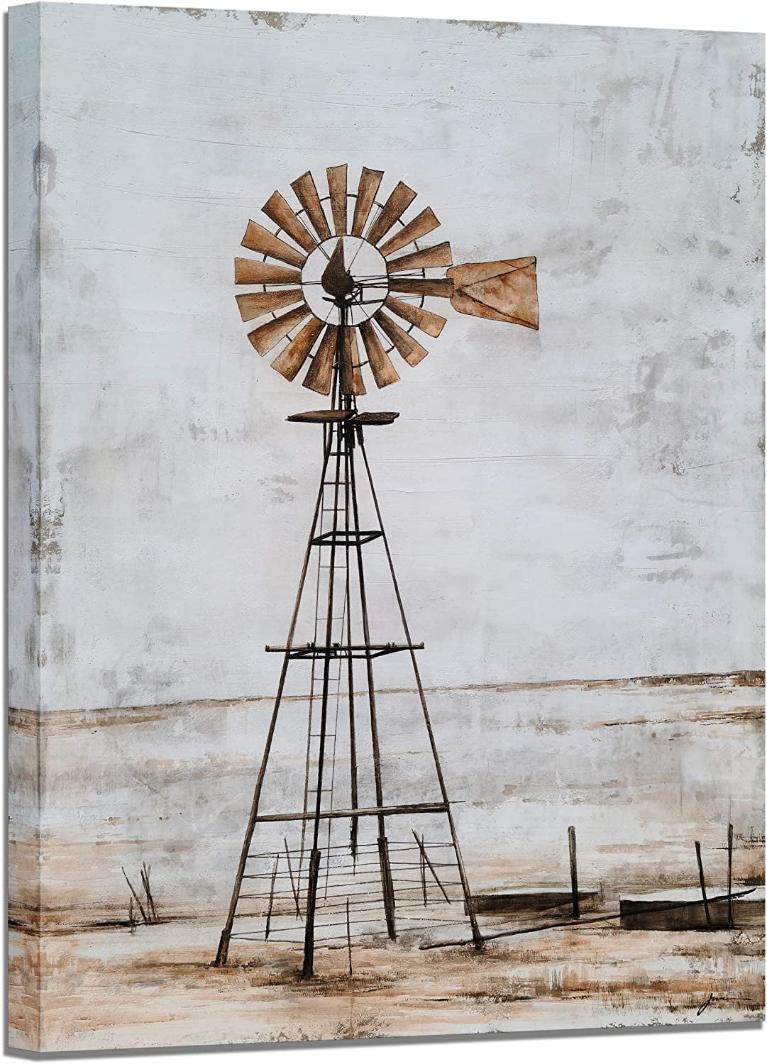 AEFER Windmill Wall Decor Modern Rustic Canvas Wall Art Paintings with ...