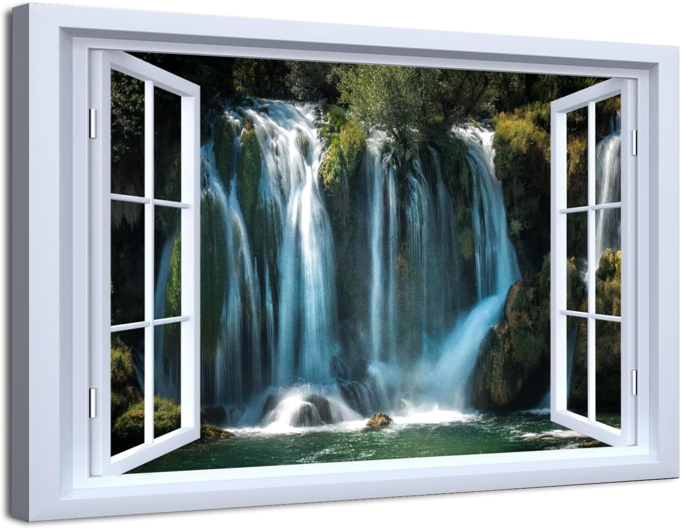 AEFER Window Waterfall Wall Art Mountain Forest Wall Decor Nature ...