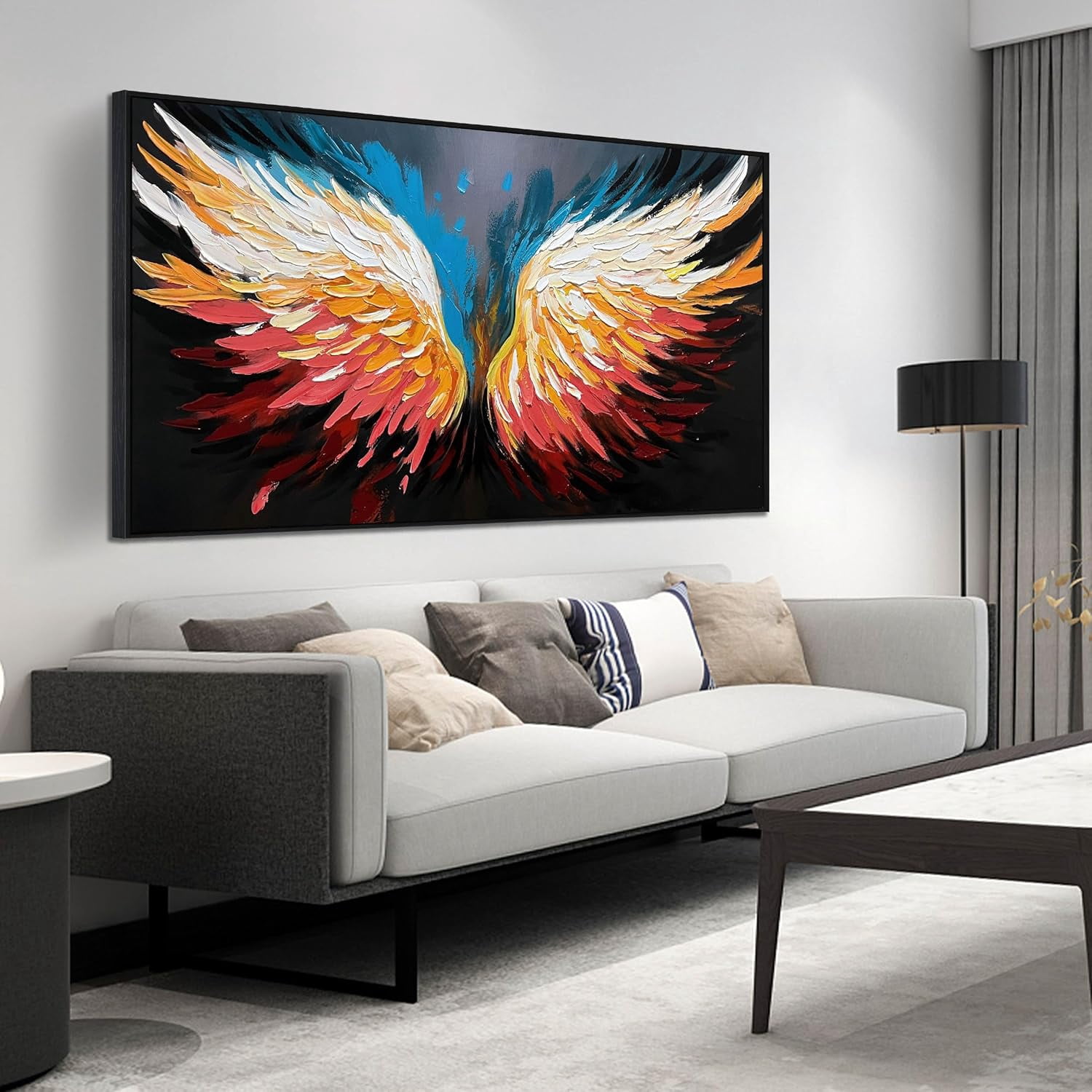 AEFER Wings Hand Painted Wall Art for Living Room - Abstract Wall Art ...