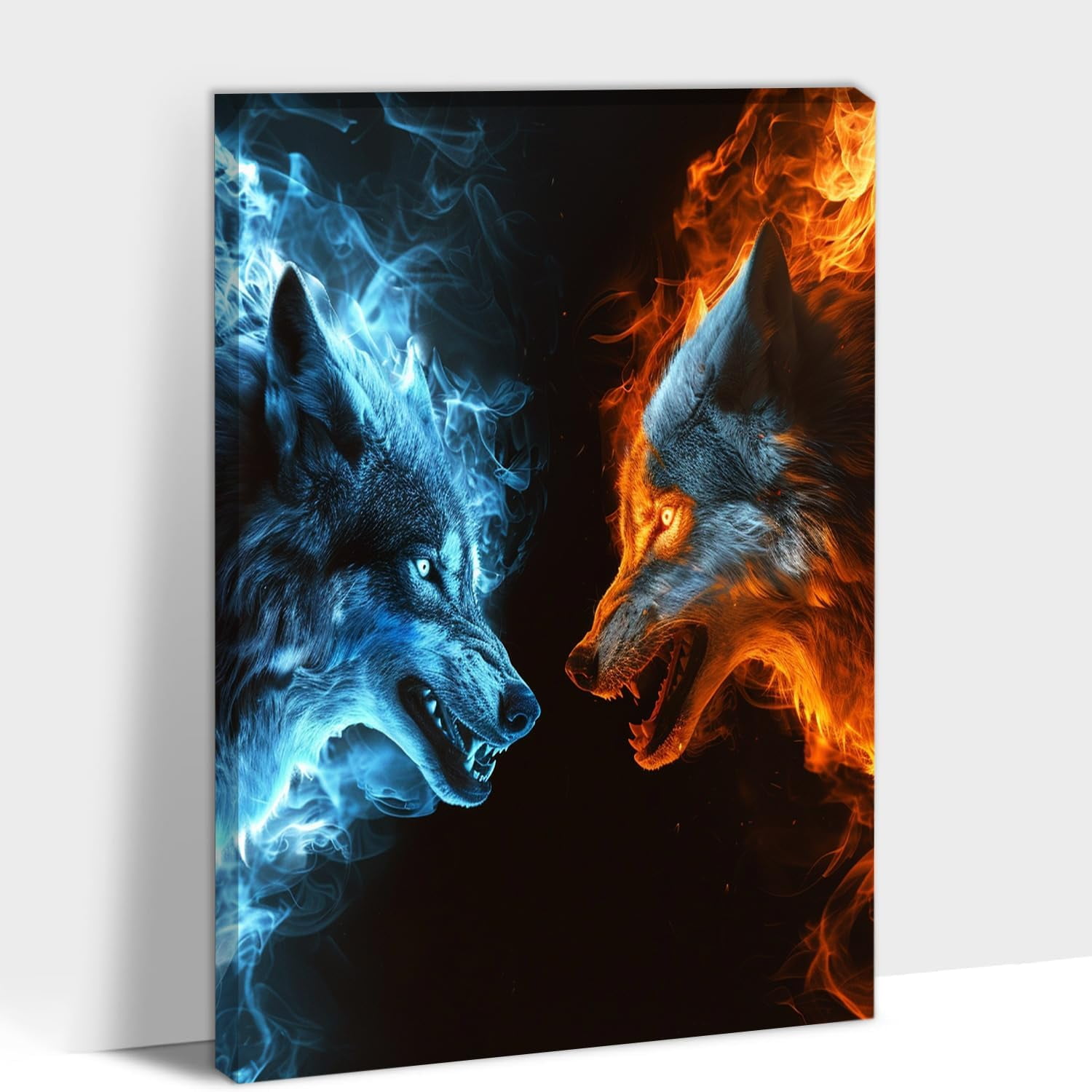 AEFER Wolf Black Wall Art Decor, Modern Wolf Decor Animal Canvas Wall ...