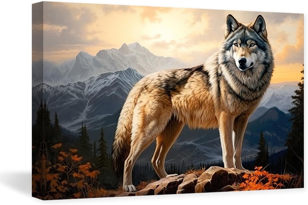 AEFER Wolf Canvas Wall Art Animal Print Painting Wildlife Posters ...