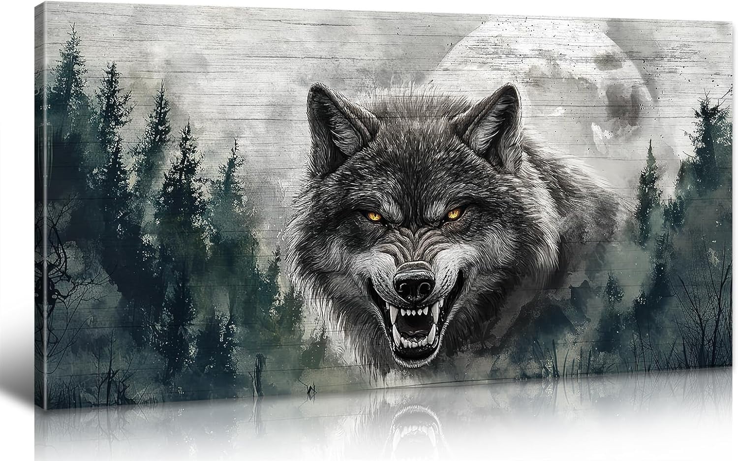 AEFER Wolf Canvas Wall Art for Living Room Wall Decor Fierce Animal ...