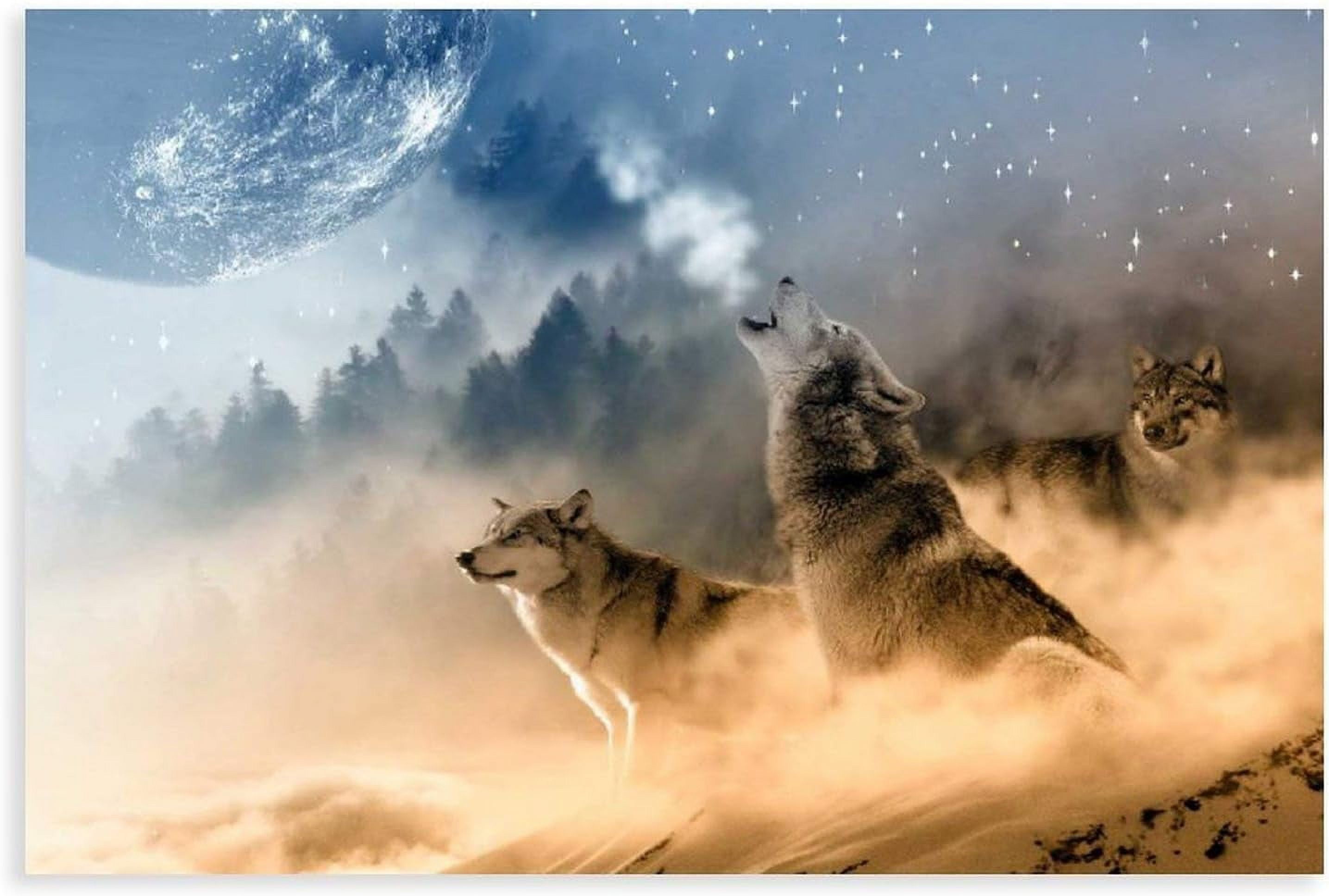 AEFER Wolf Canvas Wall Art - Wolf Posters & Prints - Cool Animal Wall ...