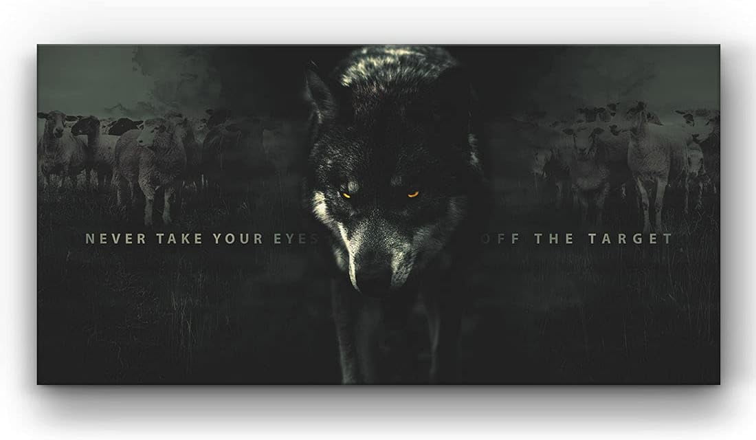 AEFER Wolf Motivational Wall Art, Wolves Sign Quote Office Decor Canvas ...