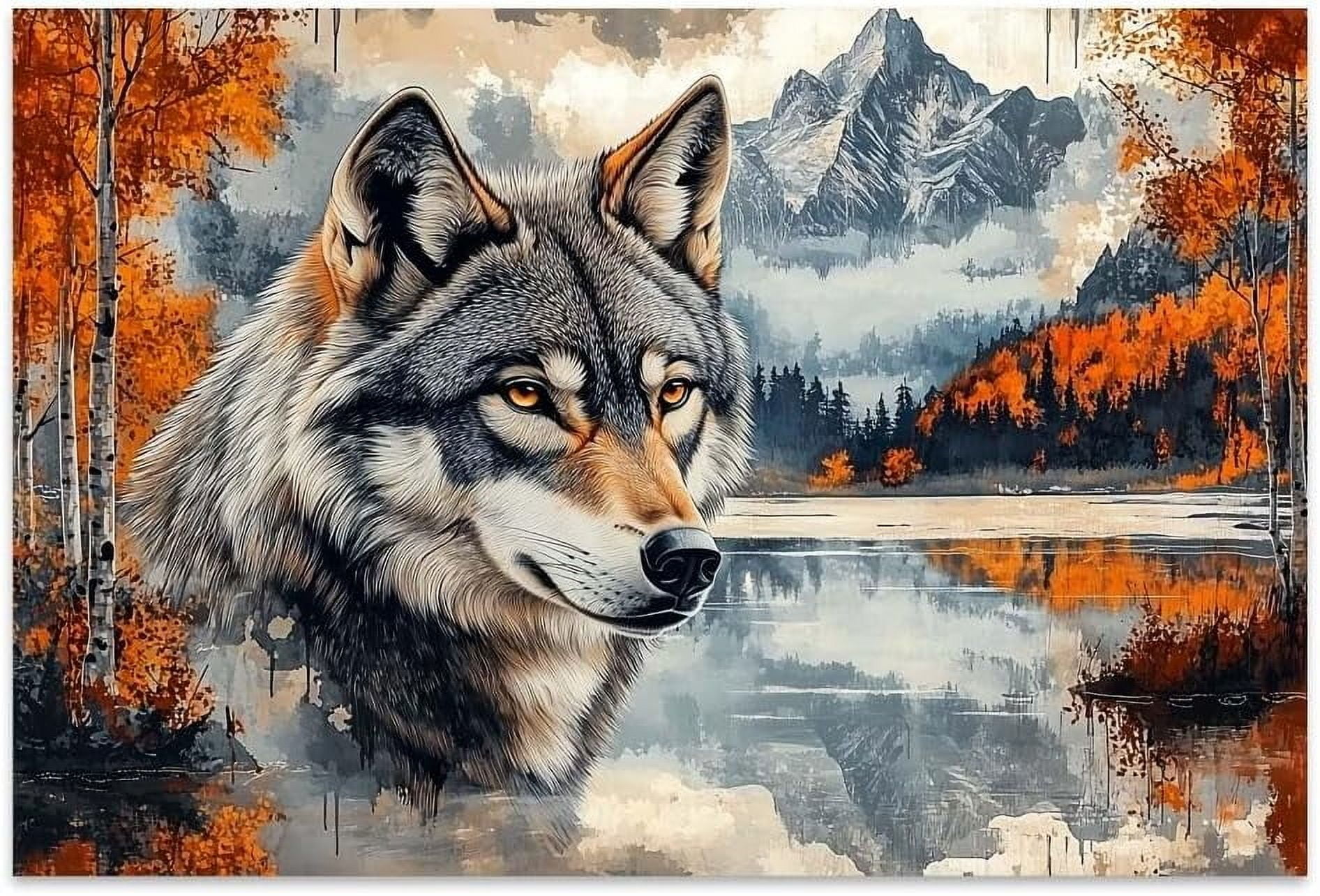 AEFER Wolf Pictures, Wolf Wall Art Canvas Prints Forest Wall Art Animal ...