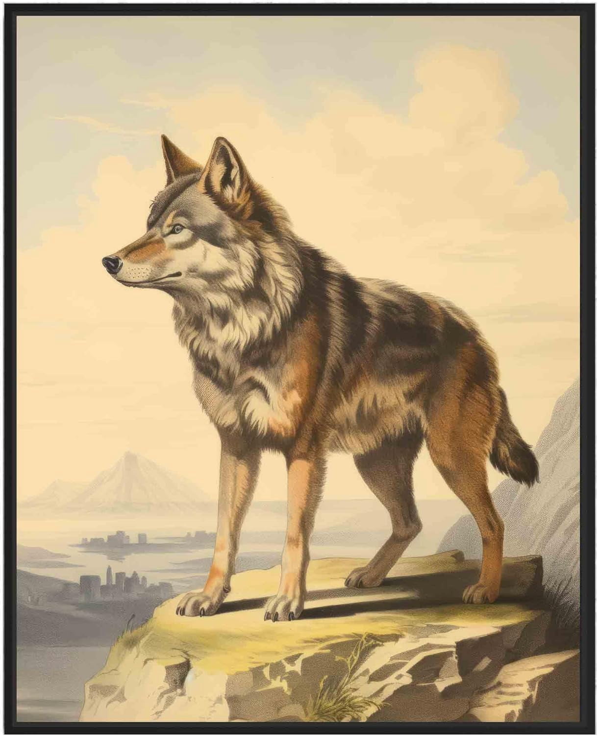 AEFER Wolf Vintage Poster Art Print Retro Vintage Animal Wall Art ...